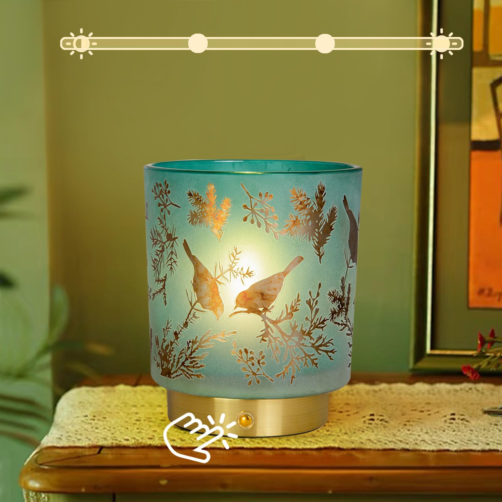 Cordless Rechargeable Table Lamp, Glass USB-C Decorative Small Accent ...