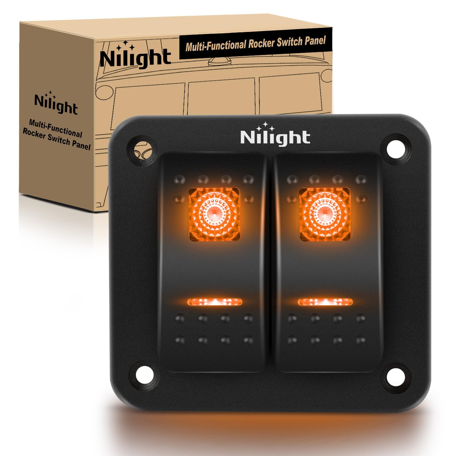 Snapklik.com : Nilight 2 Gang Rocker Switch Panel