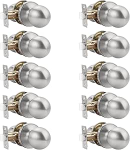 Knobonly 10 Pack Keyless Indoor Door Knob, Passage Door Knobs, Interior Door Knobs, Satin Nickel ...