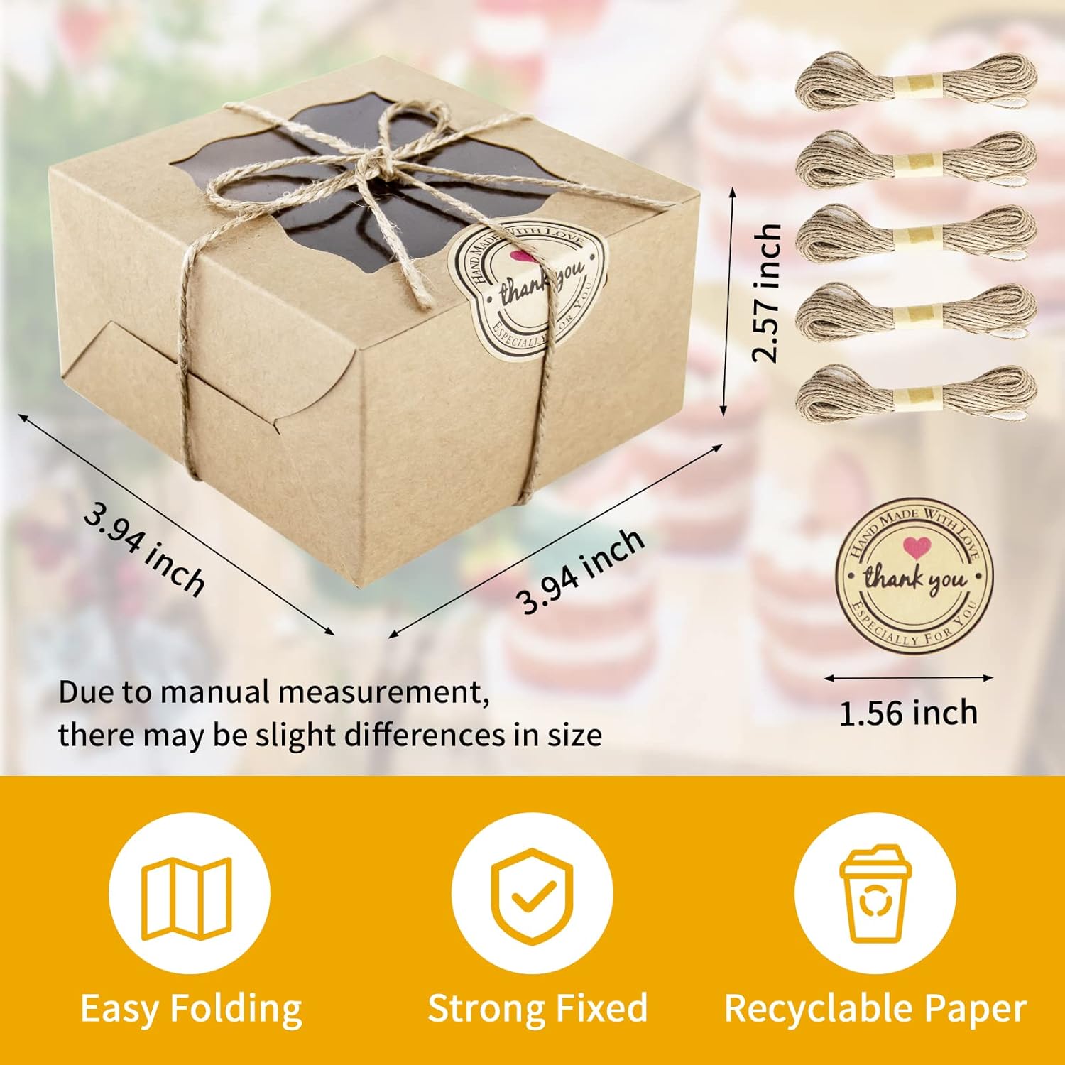 Buy MPHAJBIH Bakery Boxes 50 Pcs Small Cookie Boxes with Window 4x4x2.5 ...