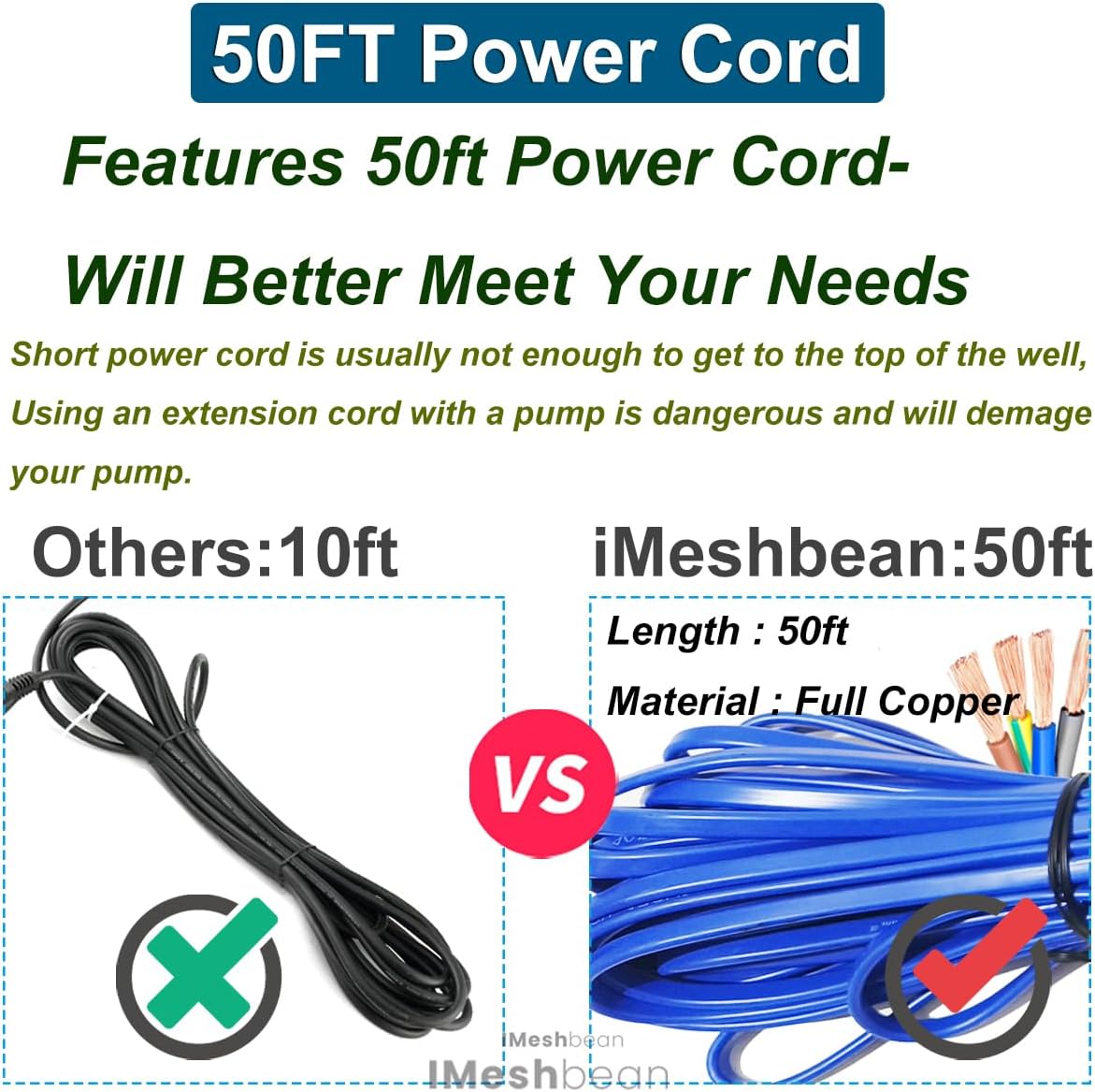 iMeshbean 2.5-inch 1HP 110V Submersible Deep Well Pump Instruction Manual