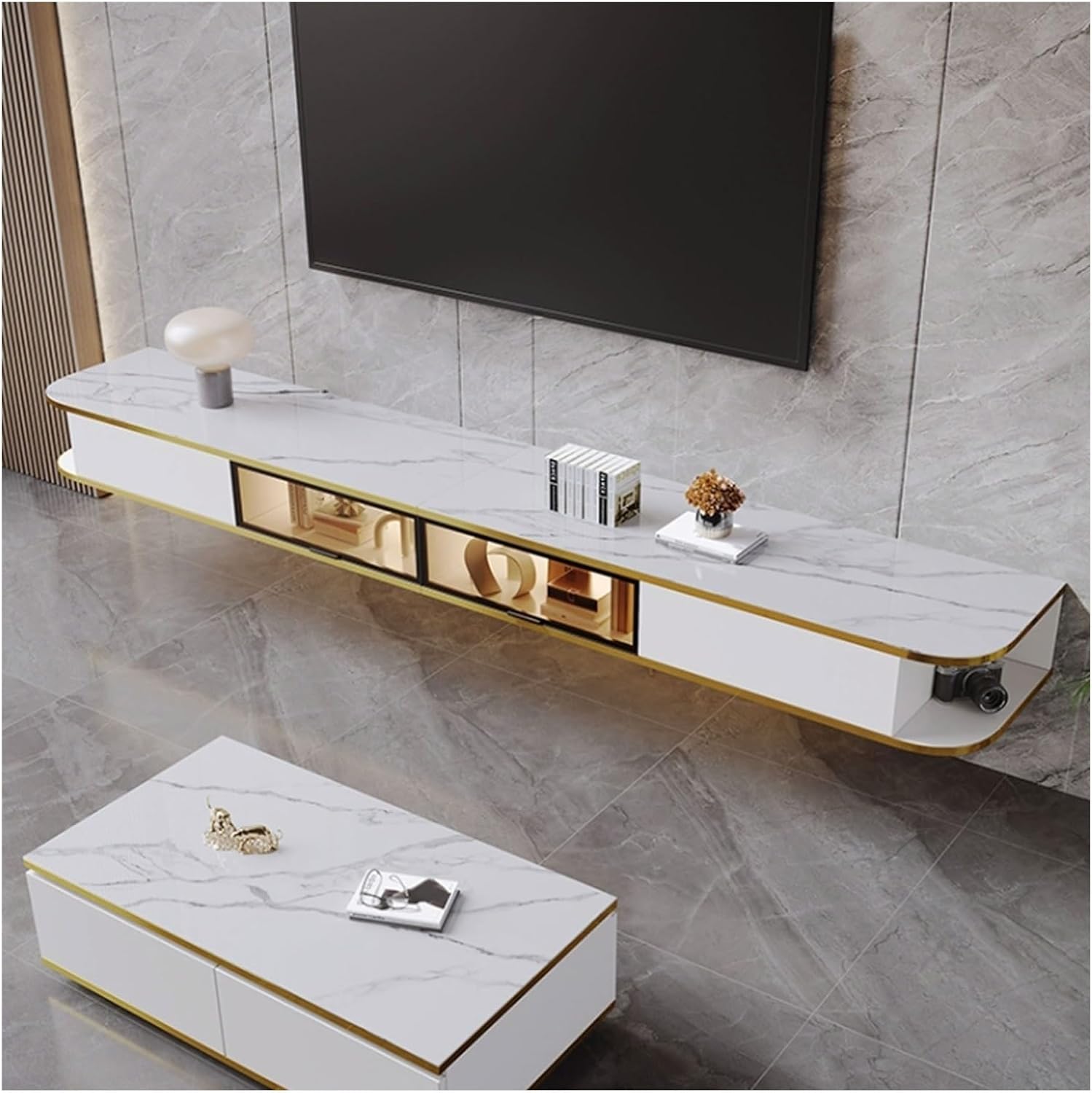 Floating TV Unit Floating TV Stand, Modern Wall-Mounted Hanging TV ...