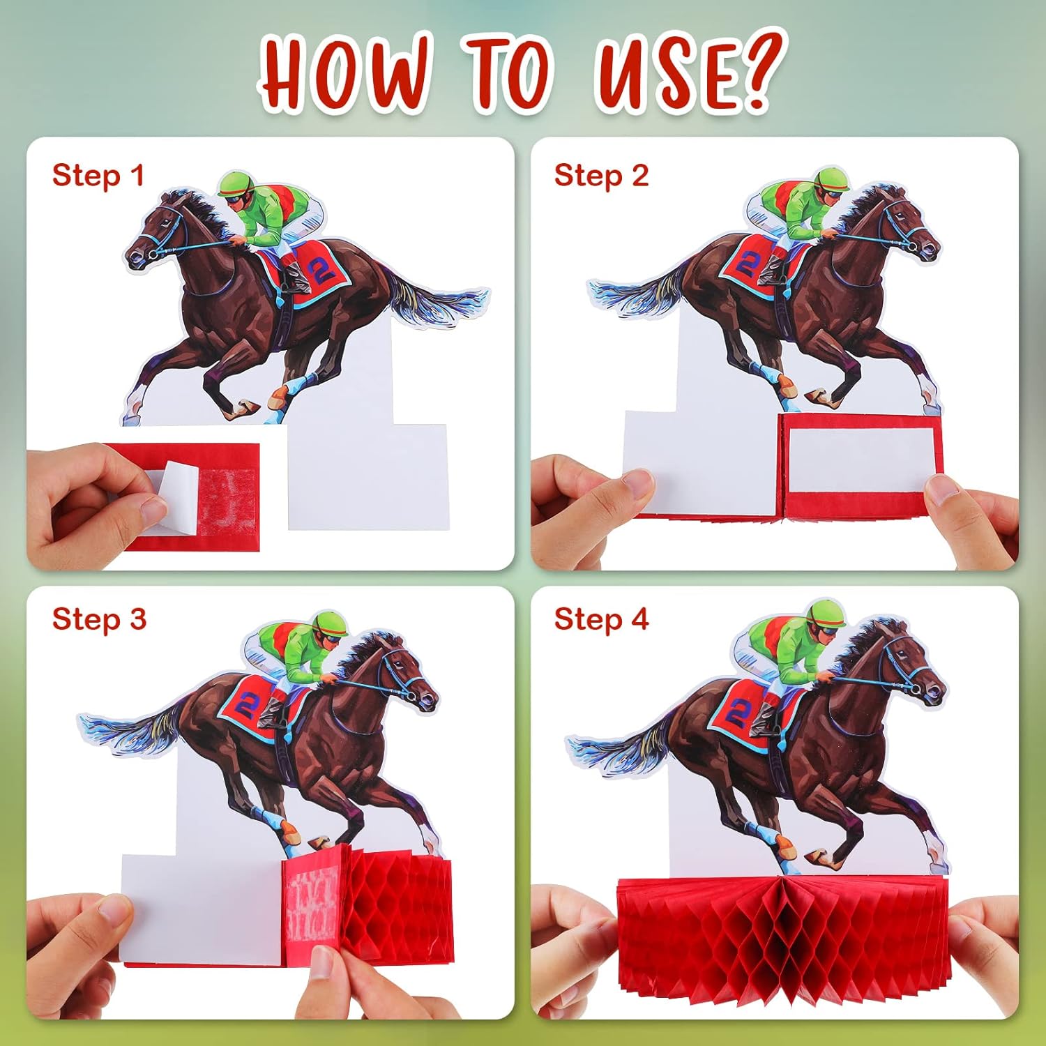 9 Pcs Kentucky Horsing Racing Derby Decorations Horse Racing Honeycomb ...