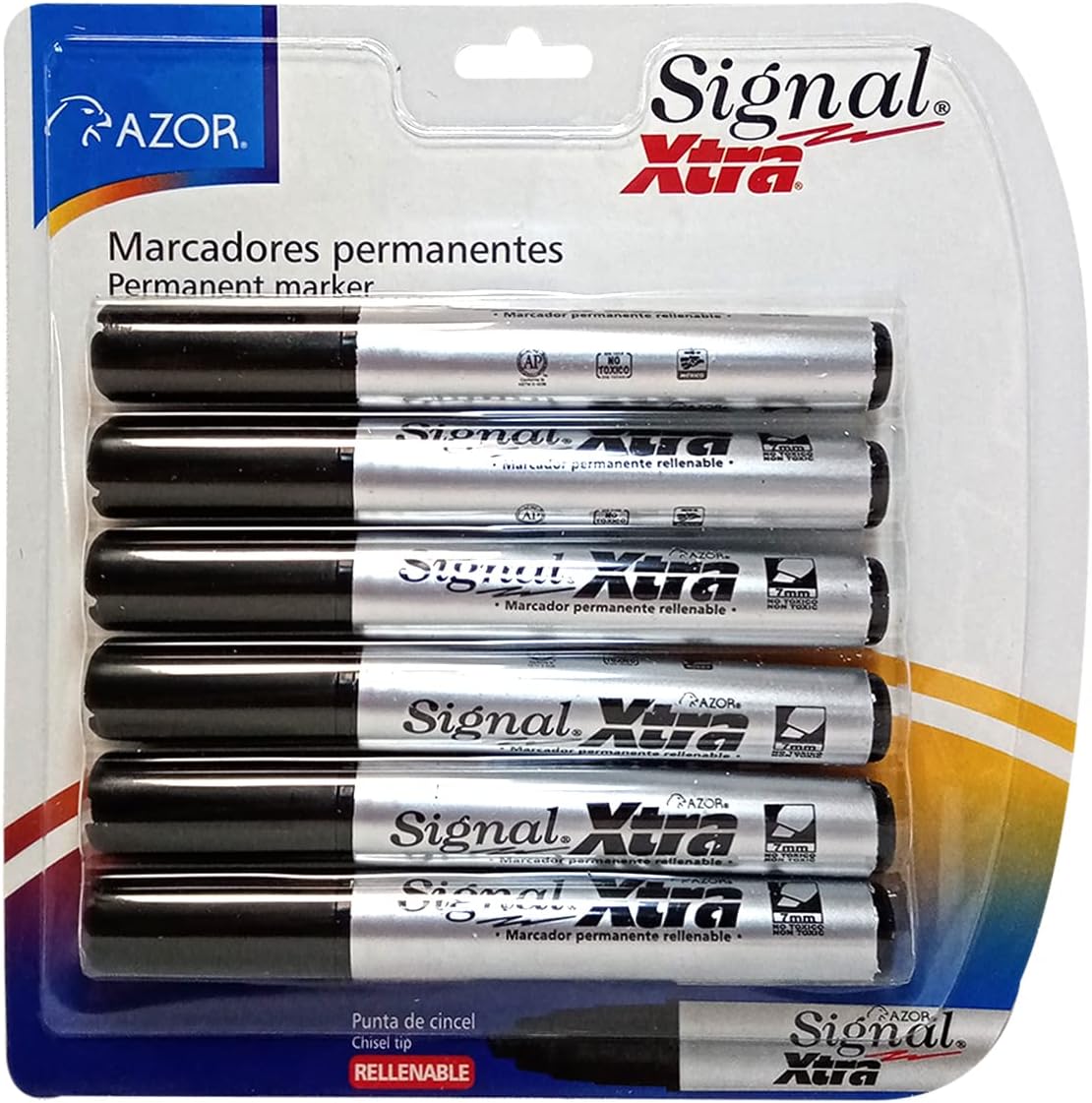 Marcador Permanente Signal Xtra, Color Negro 12 Piezas Azor 301.40001 ...