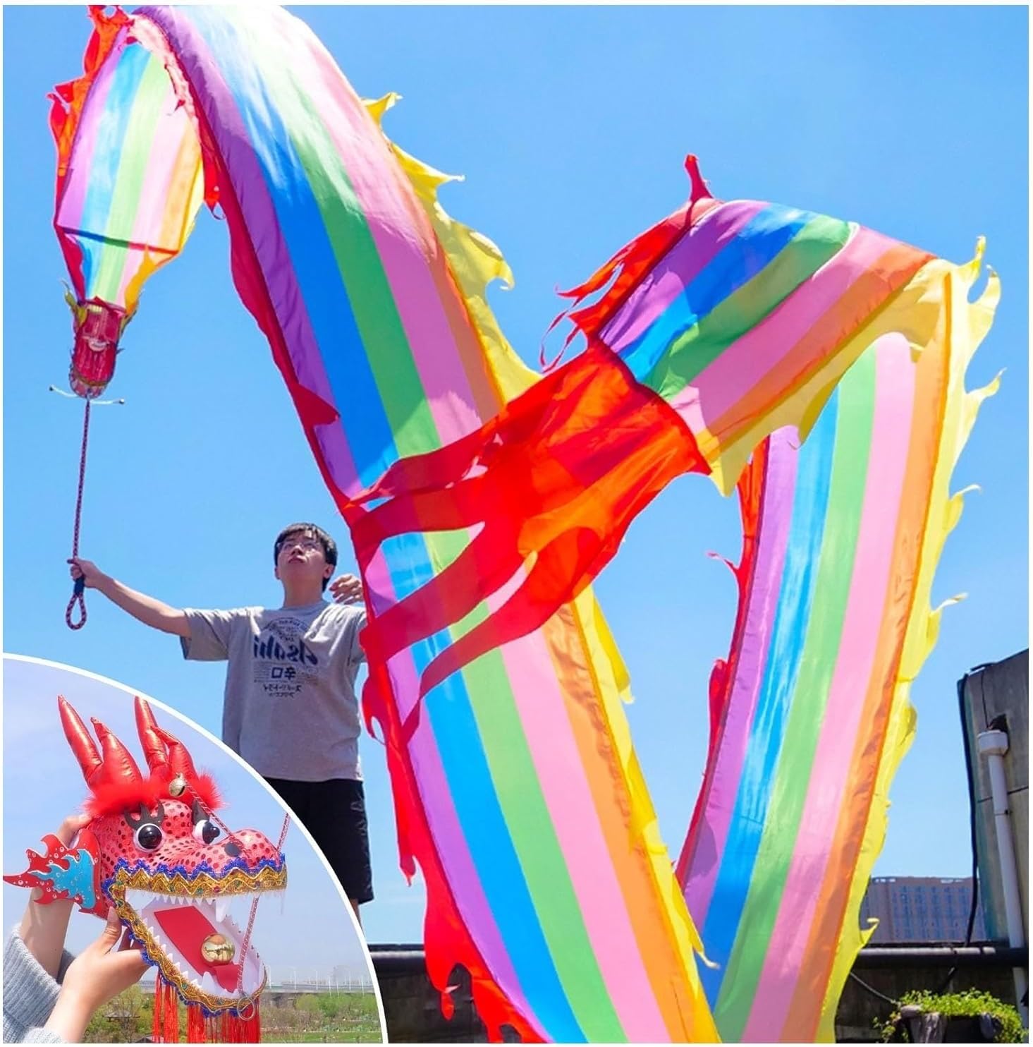 Dragon Dance Fitness Ribbon Dragon Poi Dance Ribbon Streamer Set With ...