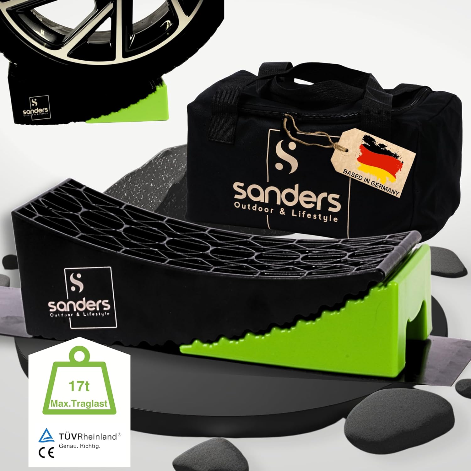 SANDERS Auffahrkeile - [Premium Set | inkl. Antirutschmatten] robuste ...