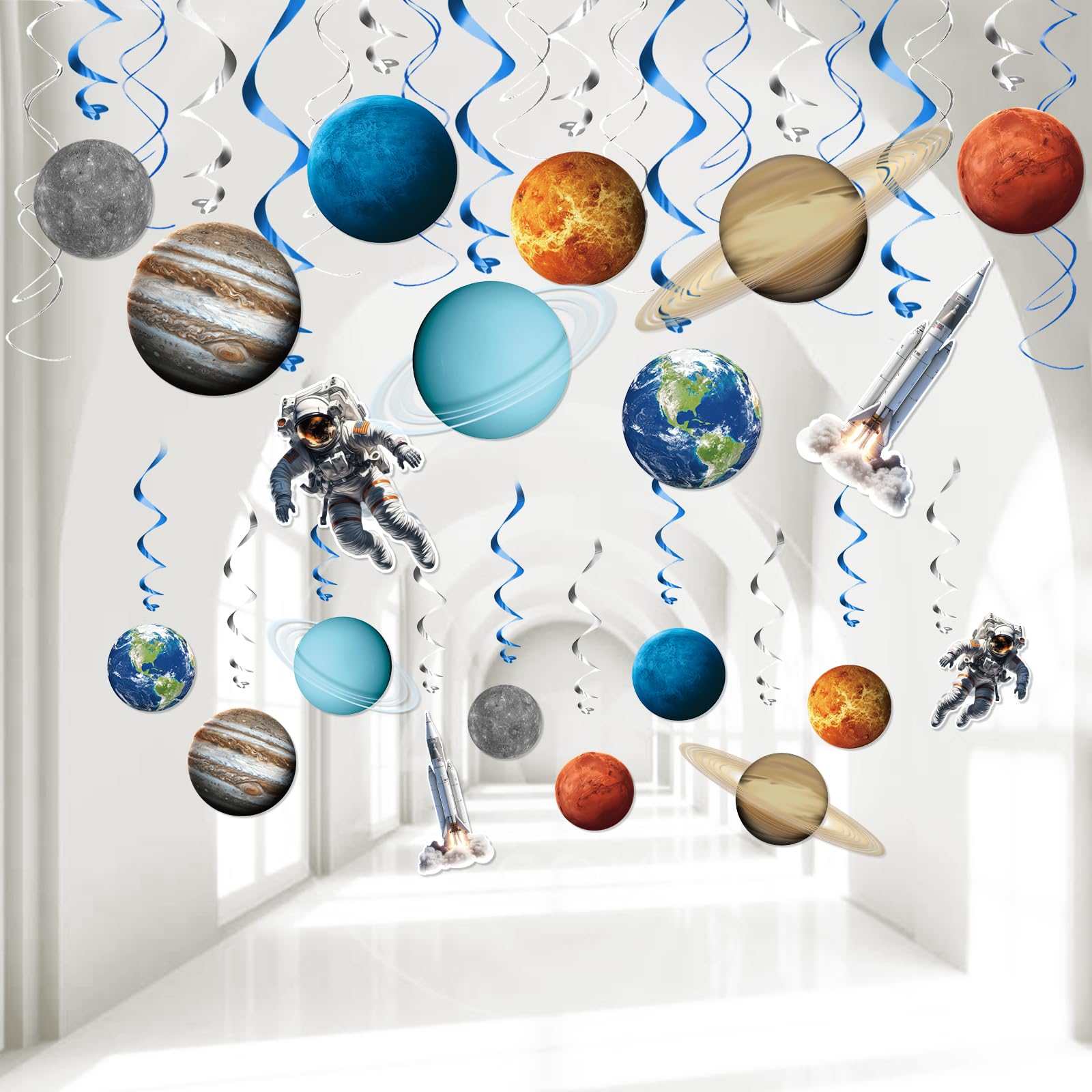 Amazon.com: 30 Pcs Space Themed Party Decorations Solar System Hanging ...