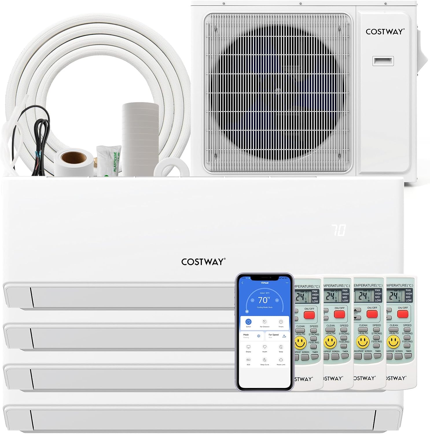 Amazon.com: COSTWAY 30k Quad 4 Zone Mini Split Air Conditioner, 23 ...