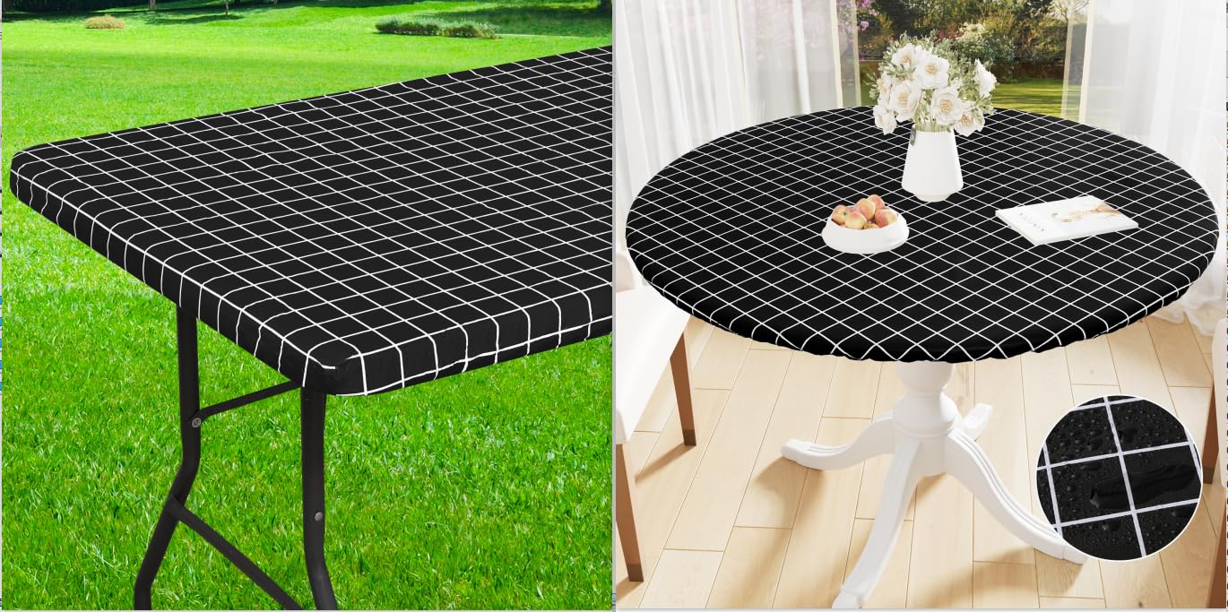 Amazon.com: Spotjoy Table Cloth, Elastic Fitted Flannel Backed Plastic ...