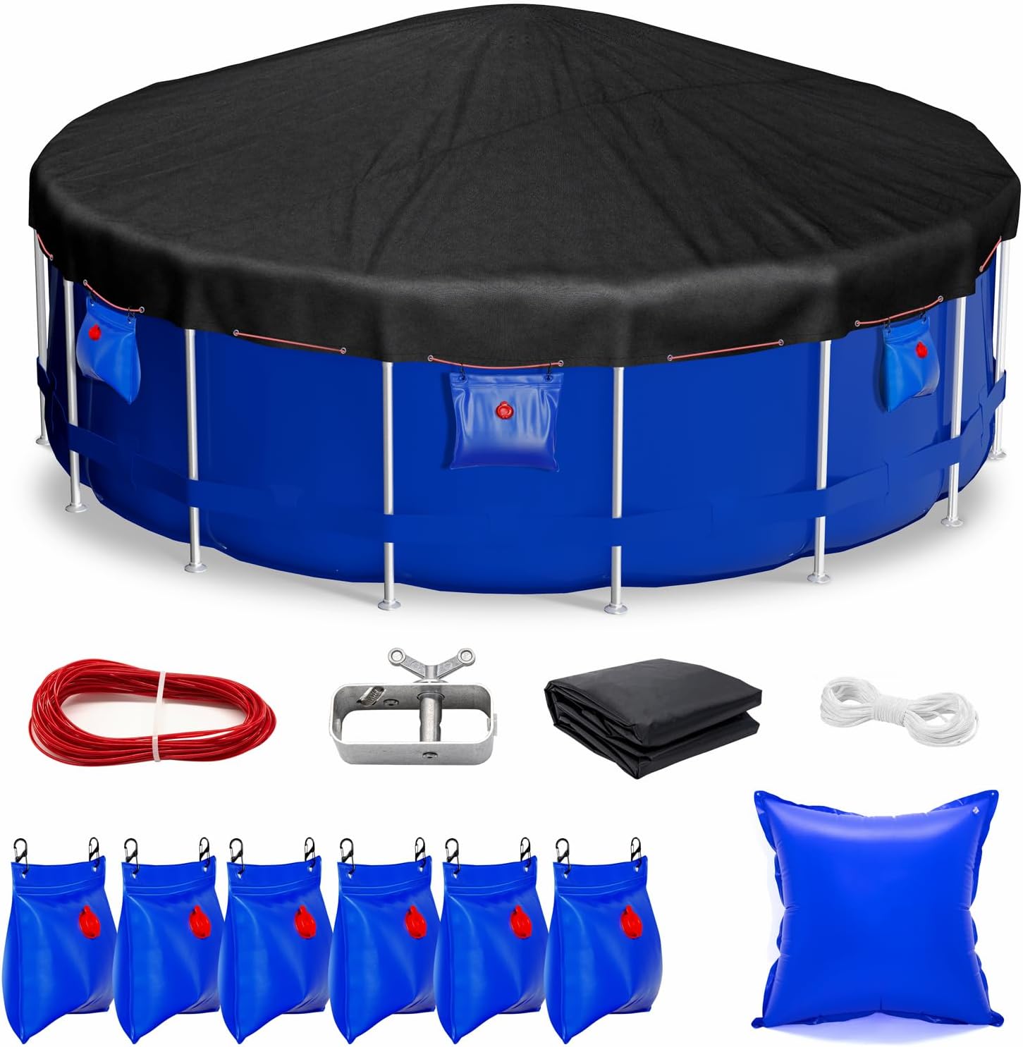 Amazon.com : Outdino 12 Ft Pool Cover Set, Pool Cover for Above Ground ...