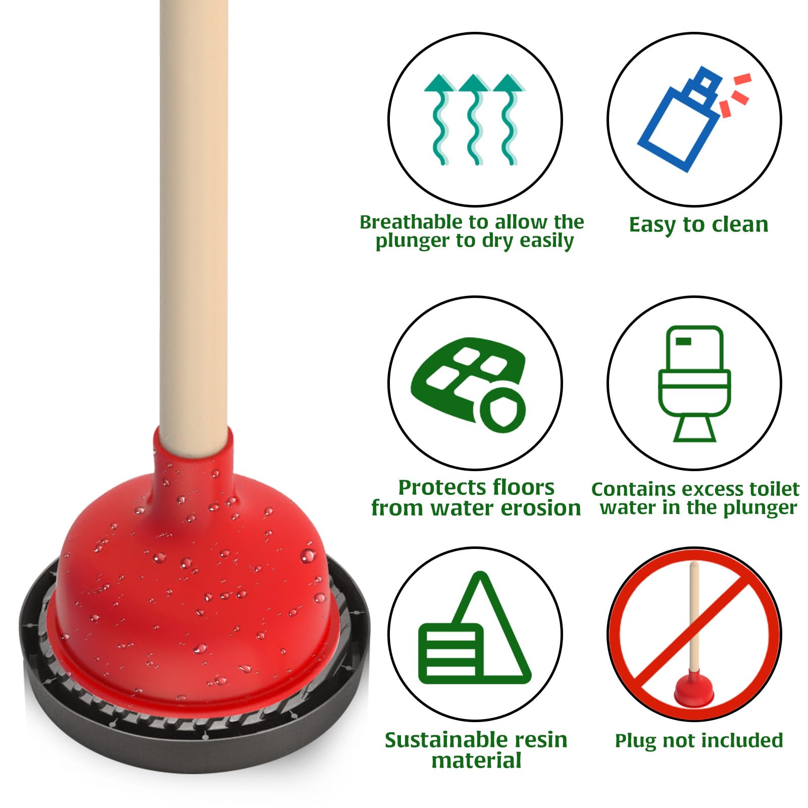 Snapklik.com : Toilet Plunger Holder, Plunger Tray Air Drying Mat For ...