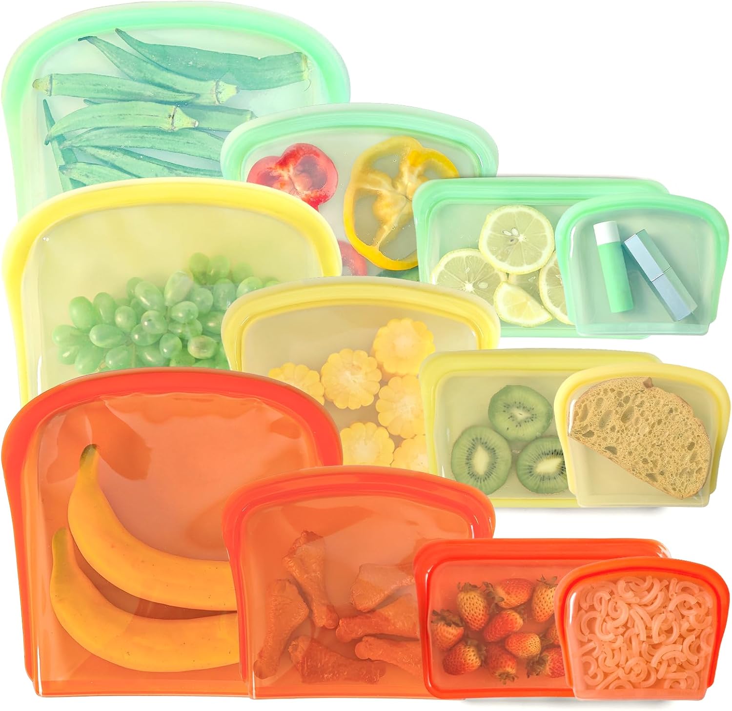 Amazon.com: KVK Platinum Silicone Reusable food storage Bags Multipack ...