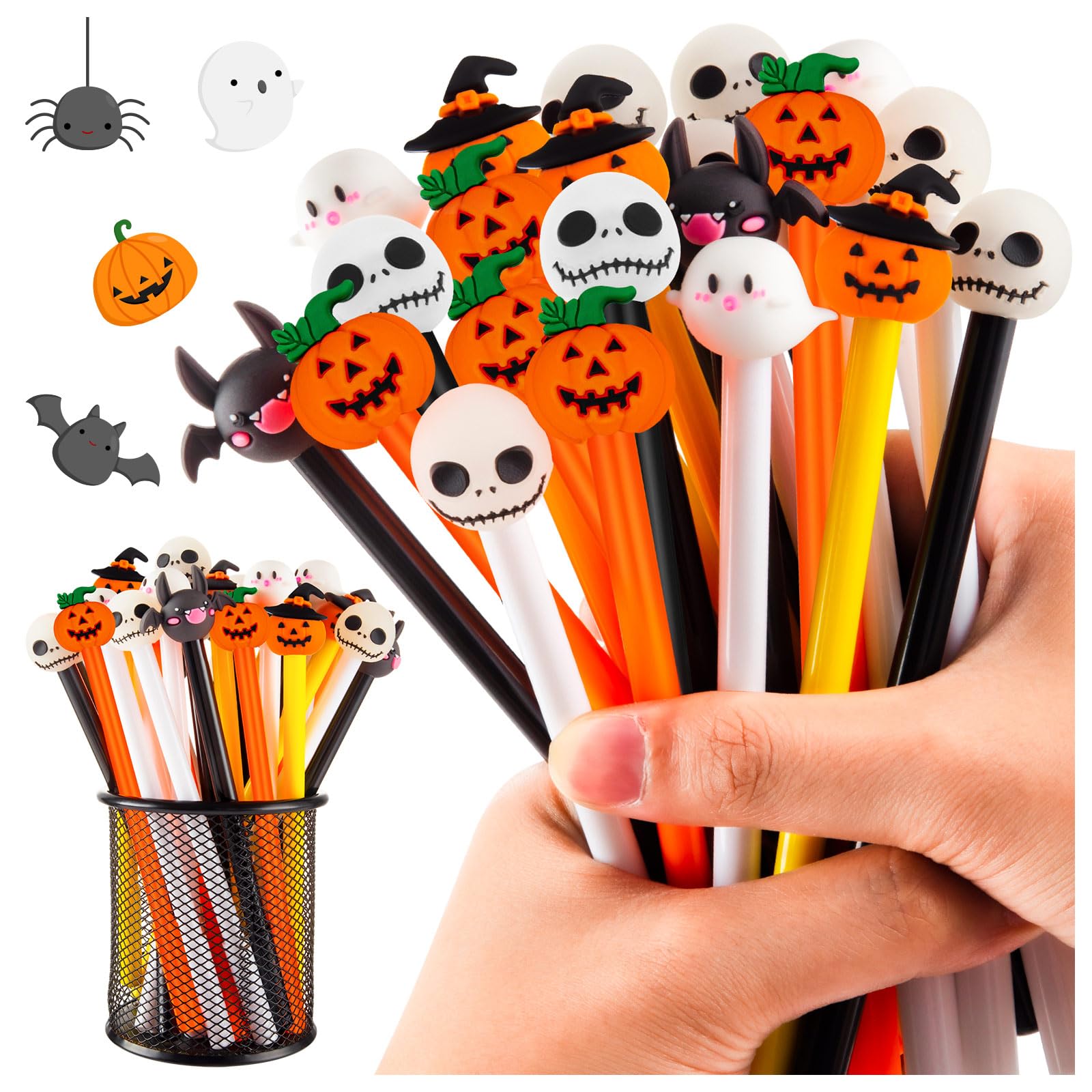 Amazon.com: FFNIU 30 Pcs Halloween Pens, Pumpkin Skull Heads Ghost Bat ...