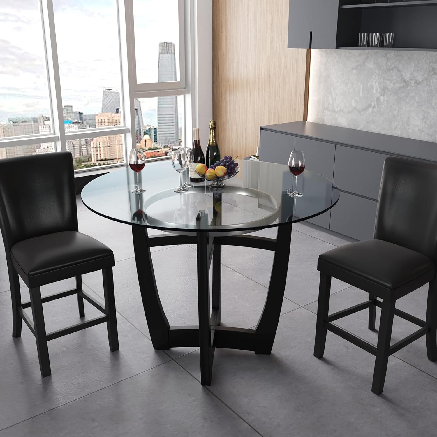 Amazon.com - PADMA HOUSE Glass Counter Height Bar Table Stools Set of 2 ...