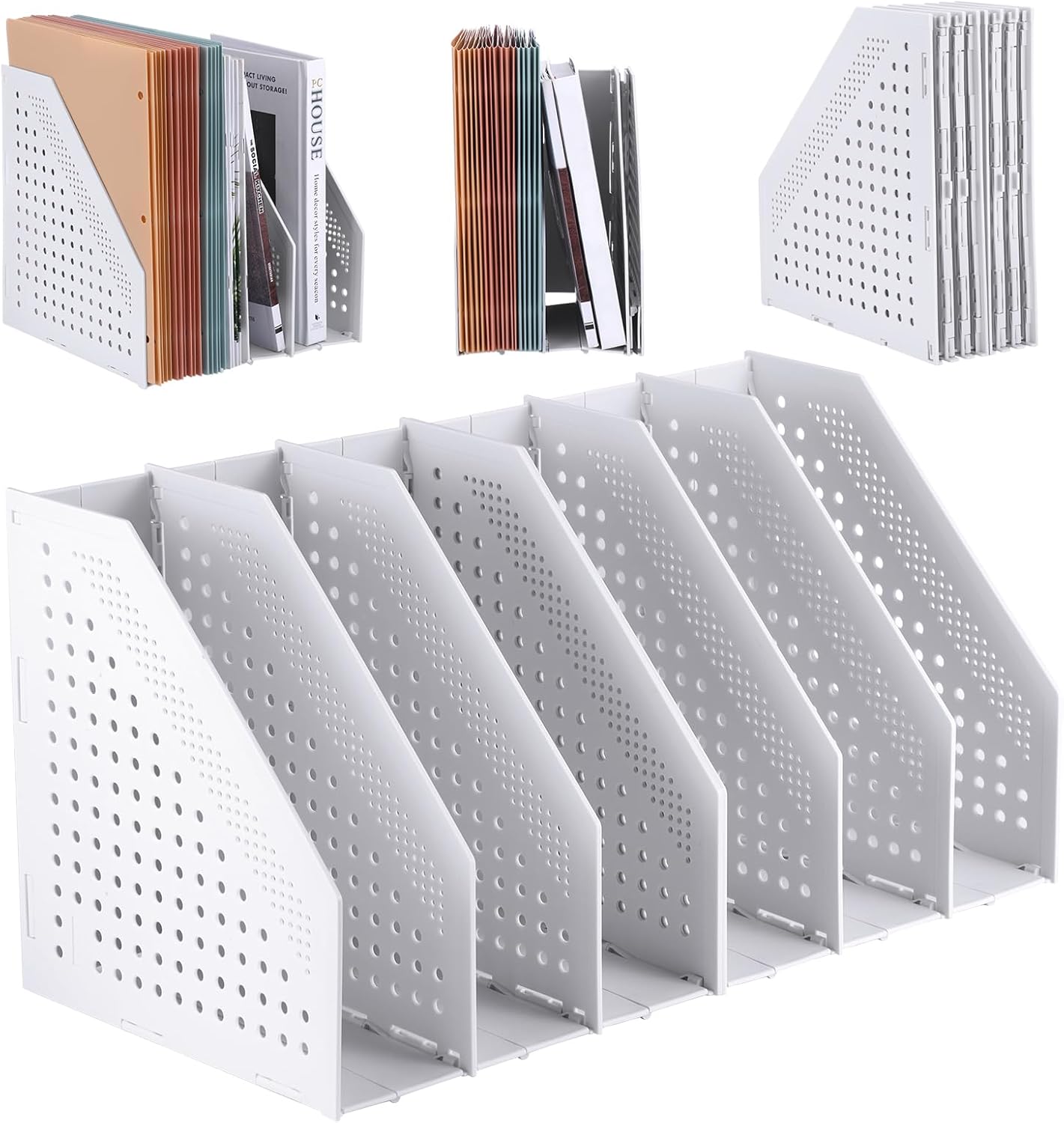 Amazon.com: Qeeenar 2 Pcs Collapsible Magazine File Holder Plastic ...