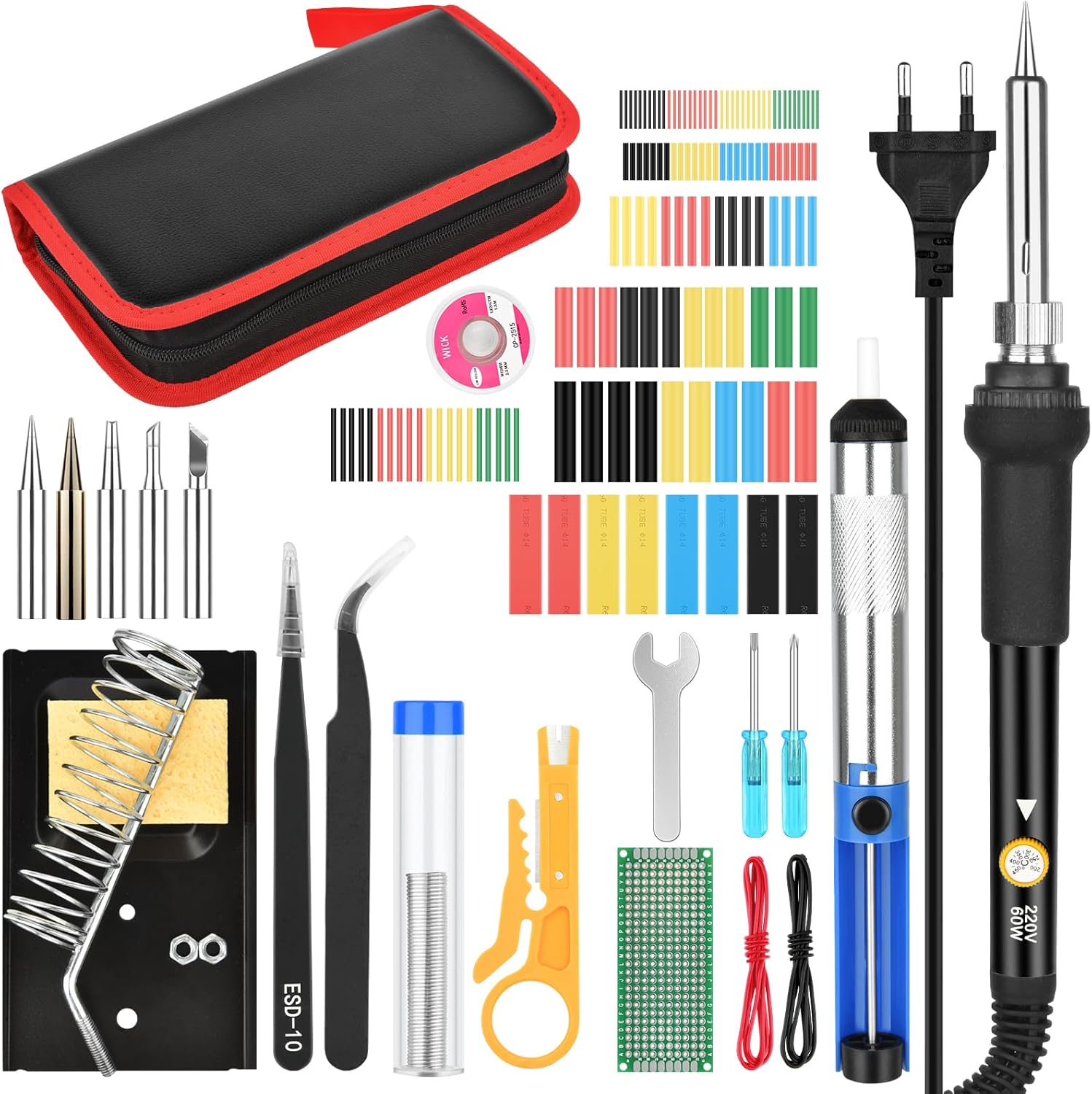 Soldering Iron Kit: 60W Portable Soldering Gun - Adjustable Temperature ...