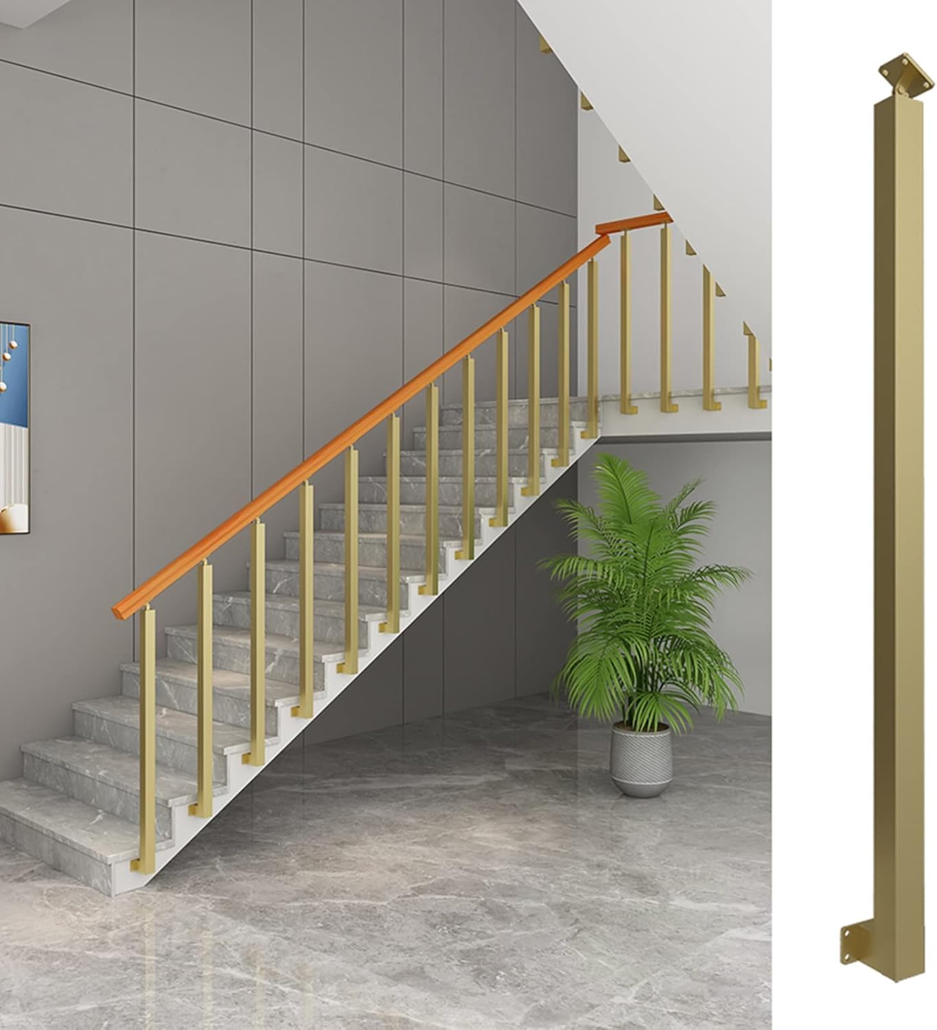Amazon.com: Gold Stairs Banister Spindle Post, Side Mount Deck Porch ...