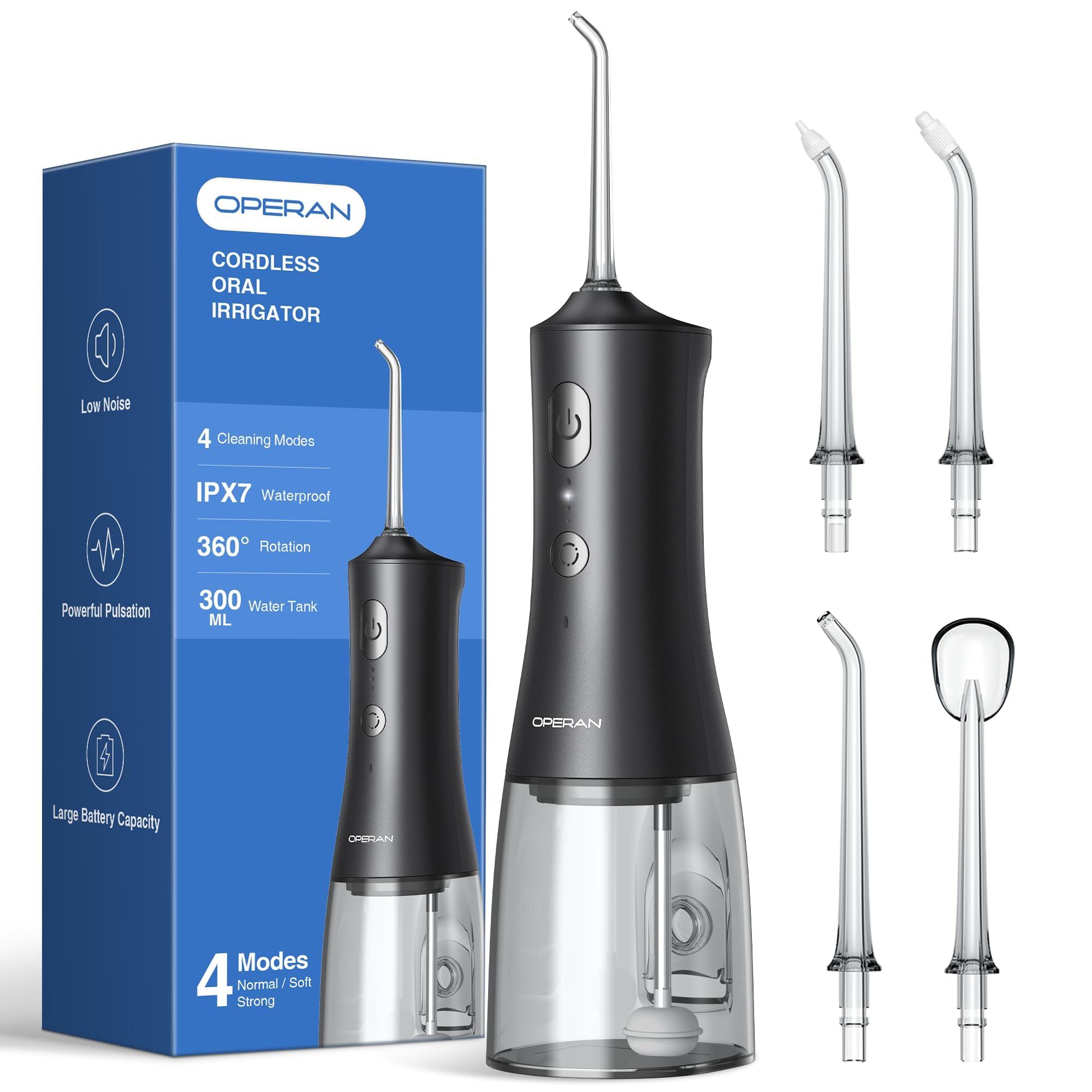 Amazon.com: Operan Water Flossers for Teeth Cleaning Upgraded 300ml Cordless Water Dental ...