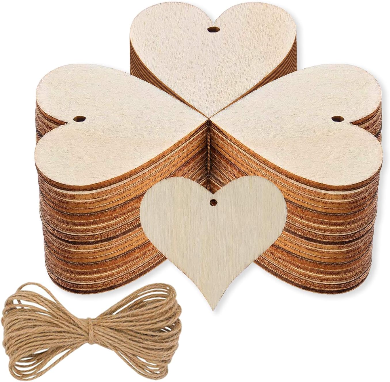 Amazon.com: Outus 100 Pieces Wooden Blank Hearts for Crafts 1.57 Inch ...