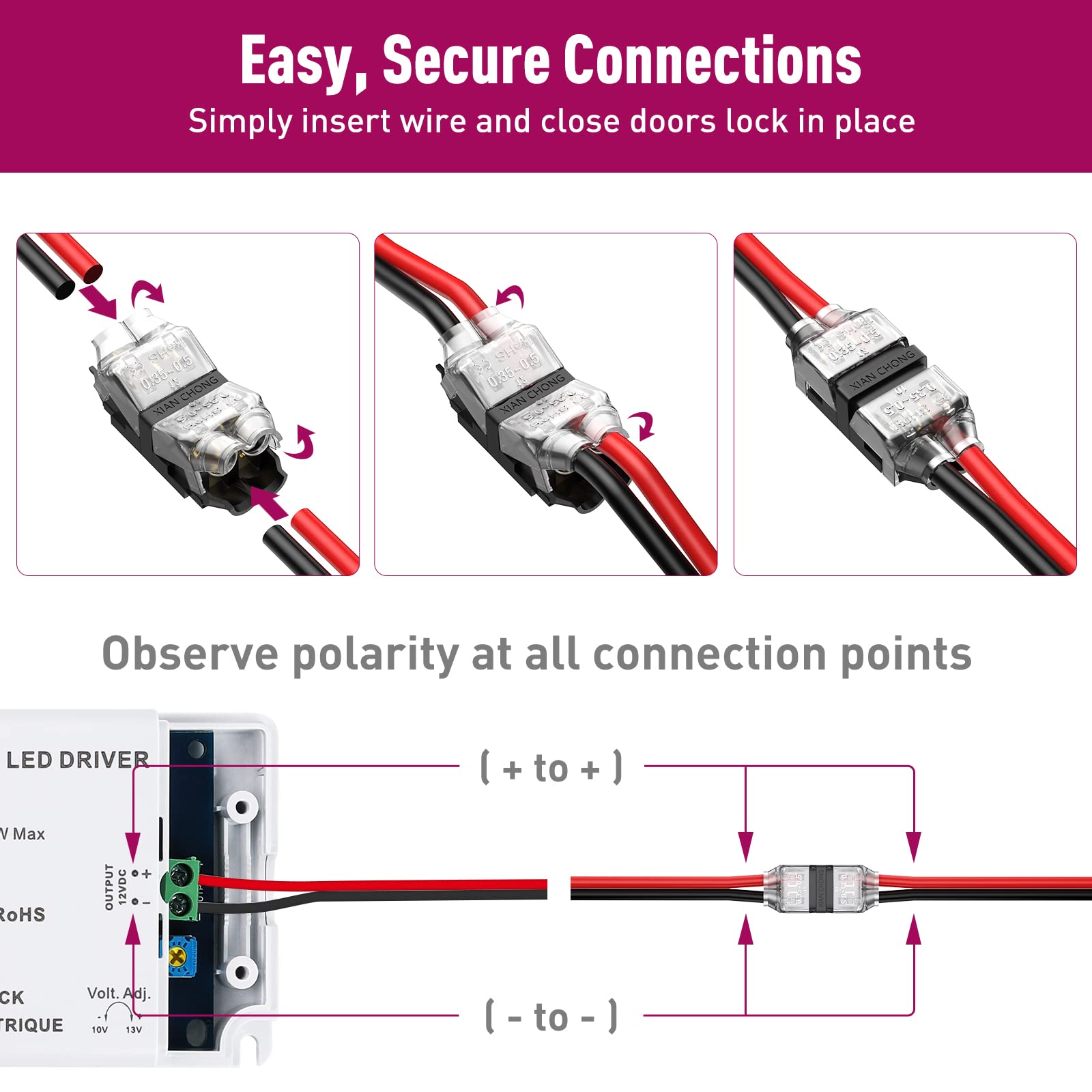 Snapklik.com : EMITEVER Low Voltage Wire Connectors, 6 Packs Wire To ...