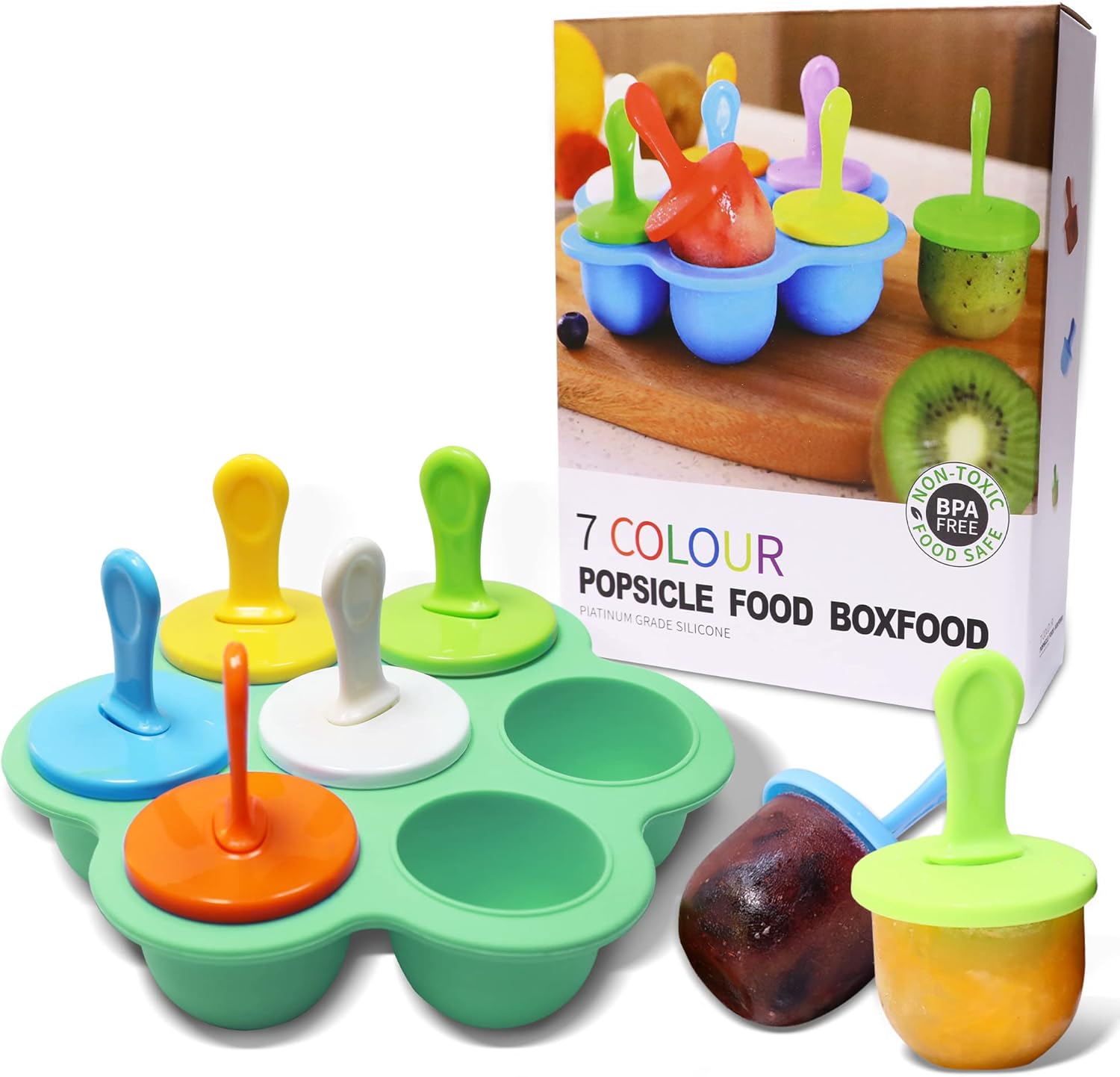 Amazon.com: Silicone Popsicle Molds 7-cavity DIY Ice Pop Mold with ...