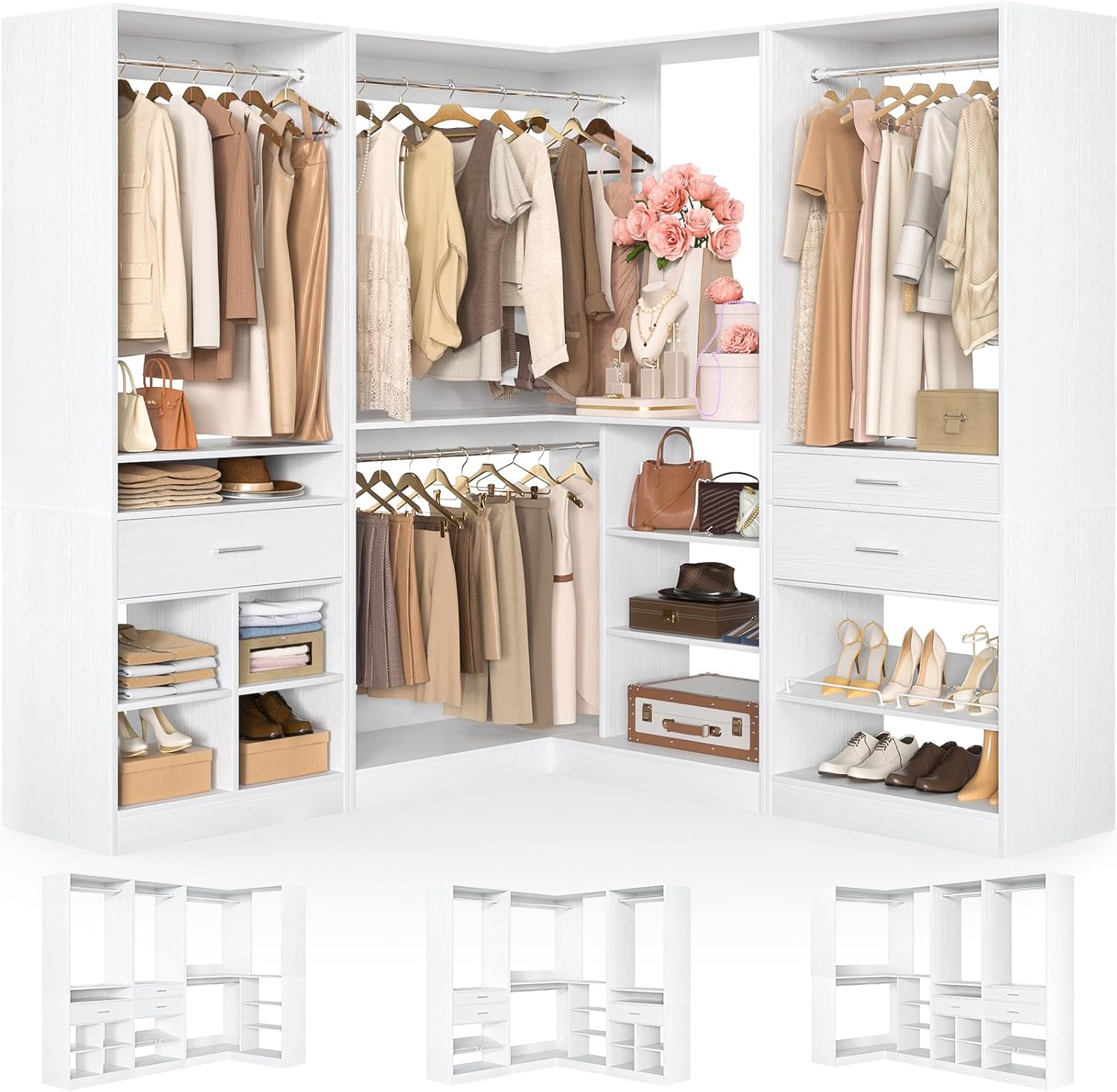 Amazon.com: Unikito 86” Closet System, Modular Corner Closets Organizer ...