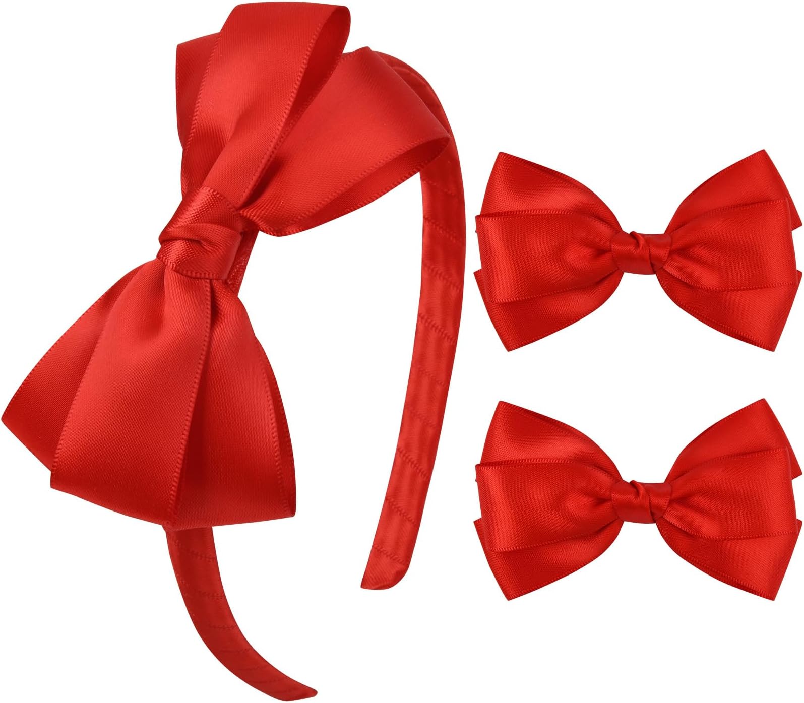 Amazon.com: Black Bow Headband & 2 Pcs 4 Inch Hair Bows Set, Back ...