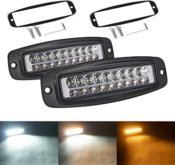 Amazon.com: Flush Mount LED Pods, 2PCS 6 Inch 120W Dual Row Amber White ...