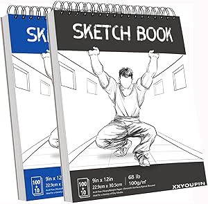 Amazon.com: Professional 9x12 Inch Spiral Bound Sketchbook - 110 Page (68lb/100gsm) Heavyweight ...