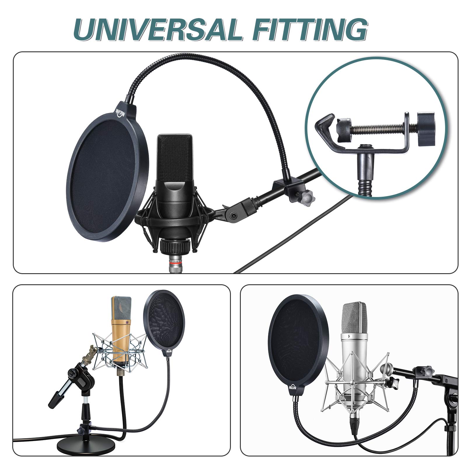 Snapklik.com : NuLink Microphone Pop Filter Professional Studio Dual ...