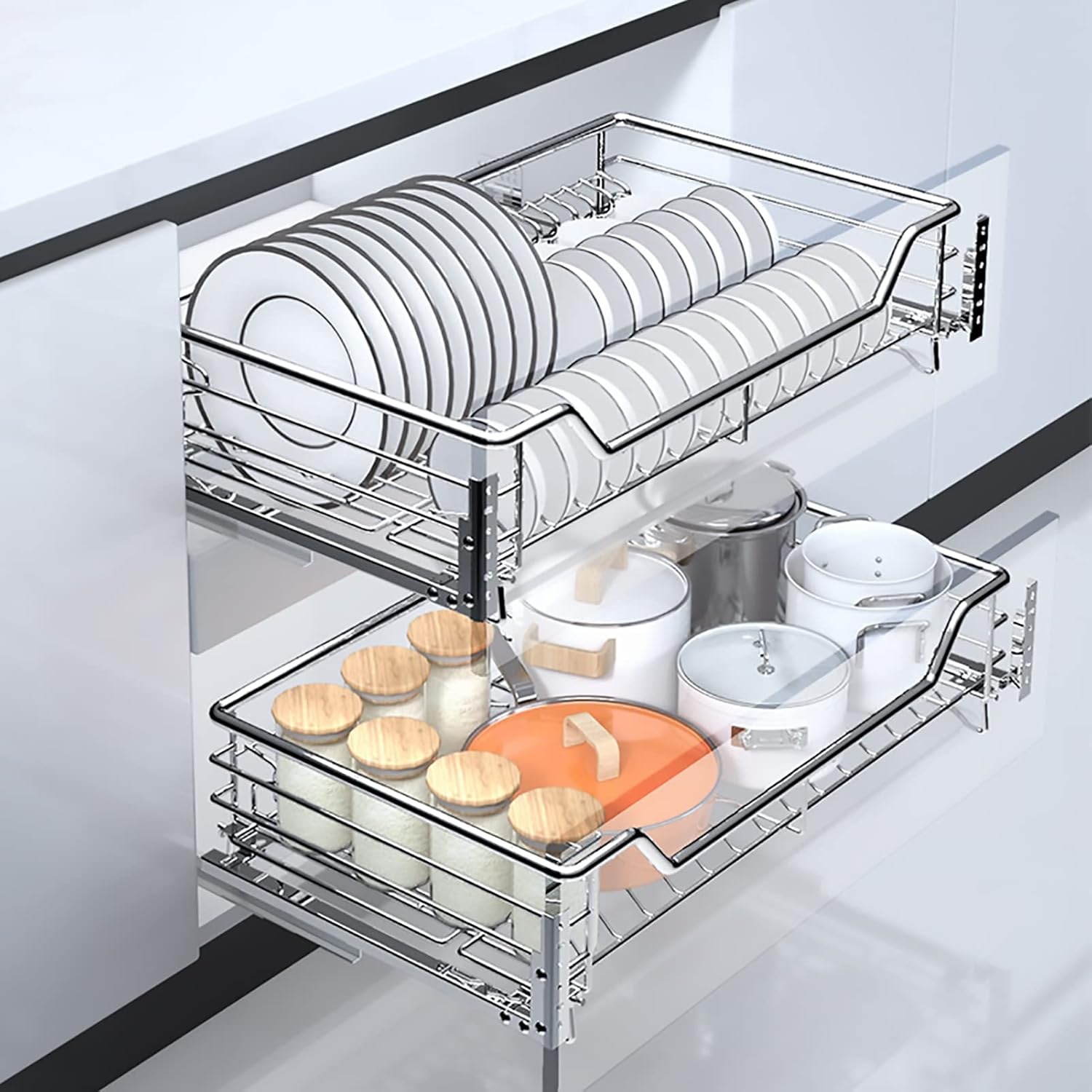 Amazon.com: Under Cabinet Storage for Kitchen 304 Stainless Steel Dish ...