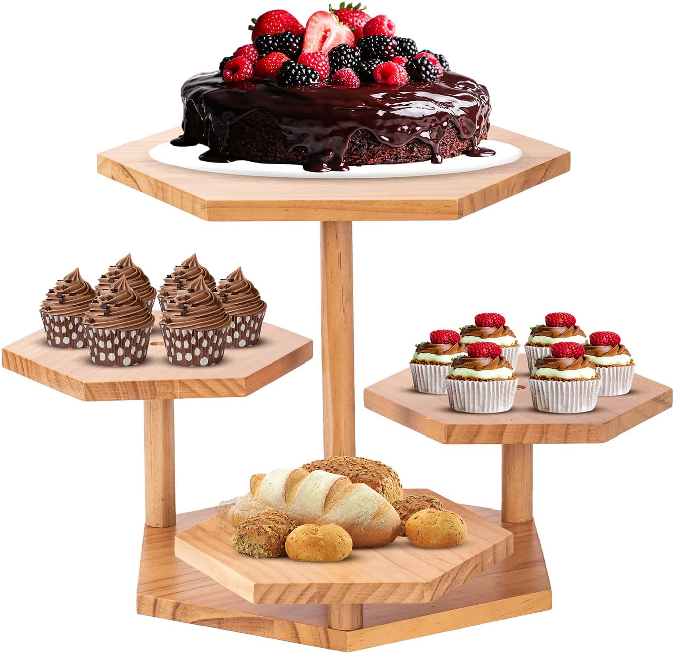 Amazon.com: 4 Tier Cupcake Stand for 50 Cupcakes - Semohop Hexagonal ...