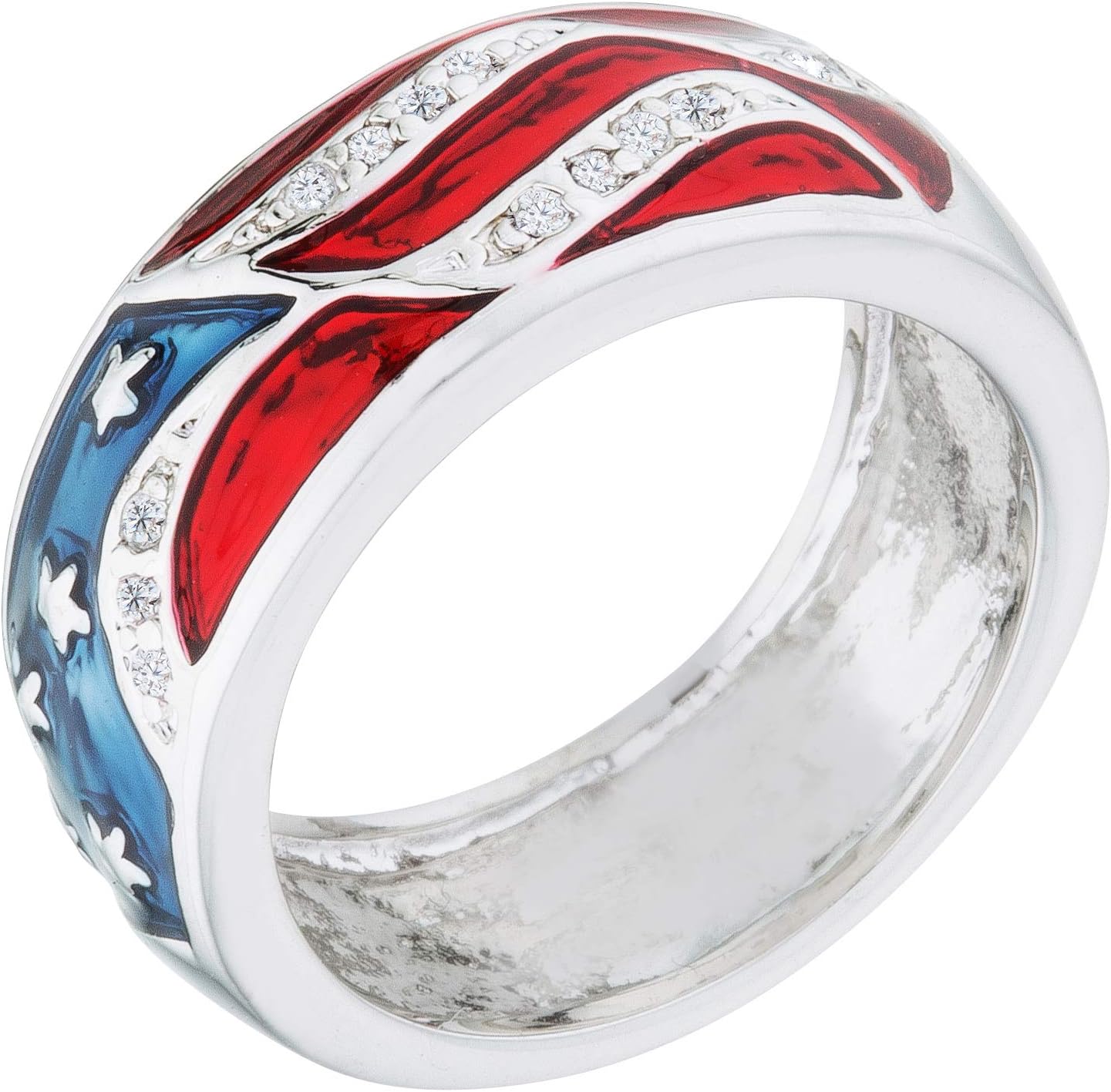 Amazon.com: Kate Bissett USA American Flag Patriotic Ring with Red and ...