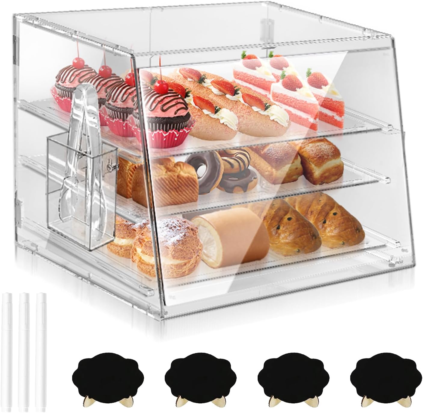 Amazon.com: 3-Tier Pastry Display With Removable Bakery Case, Bread ...