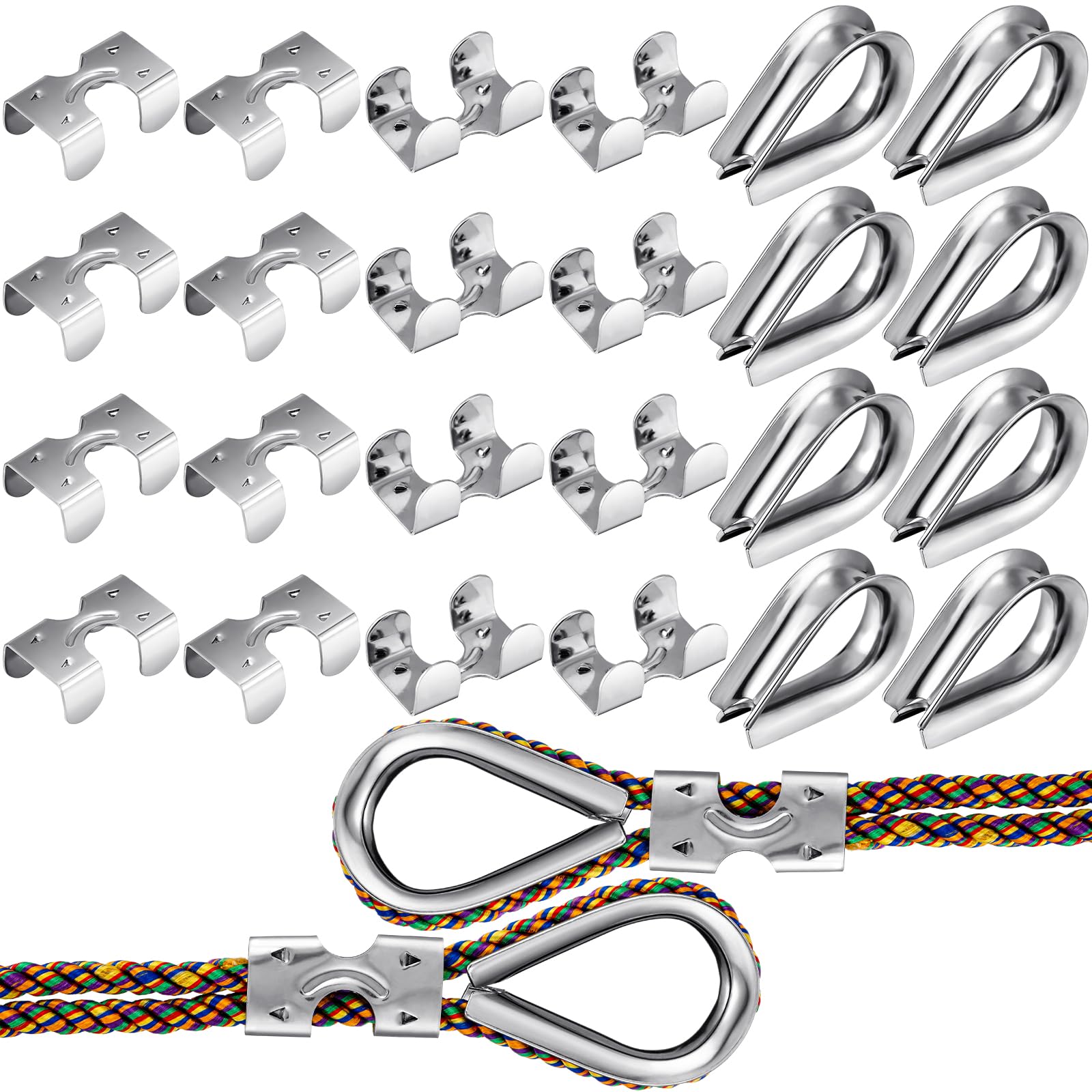 MorningRo 20pcs Heavy Duty Rope Clamps and 10pcs Rope Clamp Thimble ...