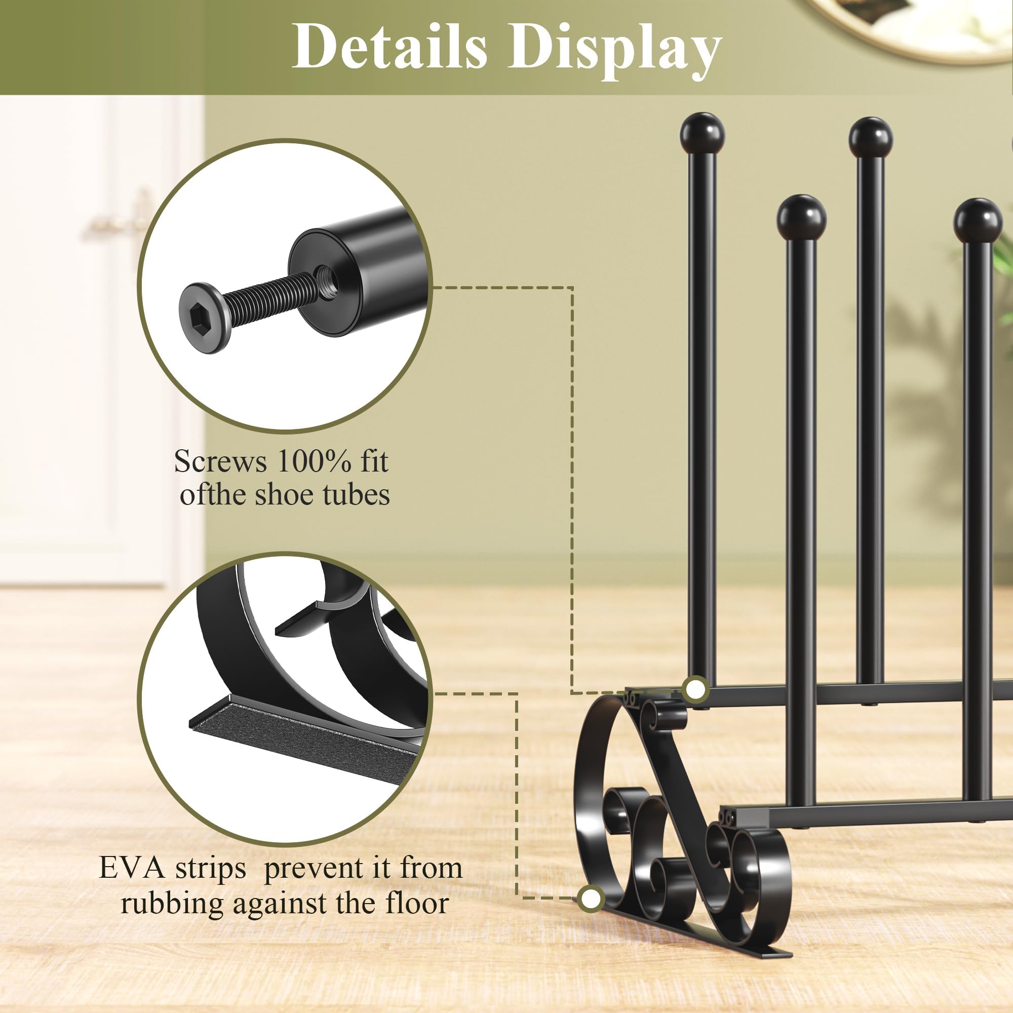 Garden Free Standing Shoe Racks – Black Metal Shoe Organizer for Boots ...
