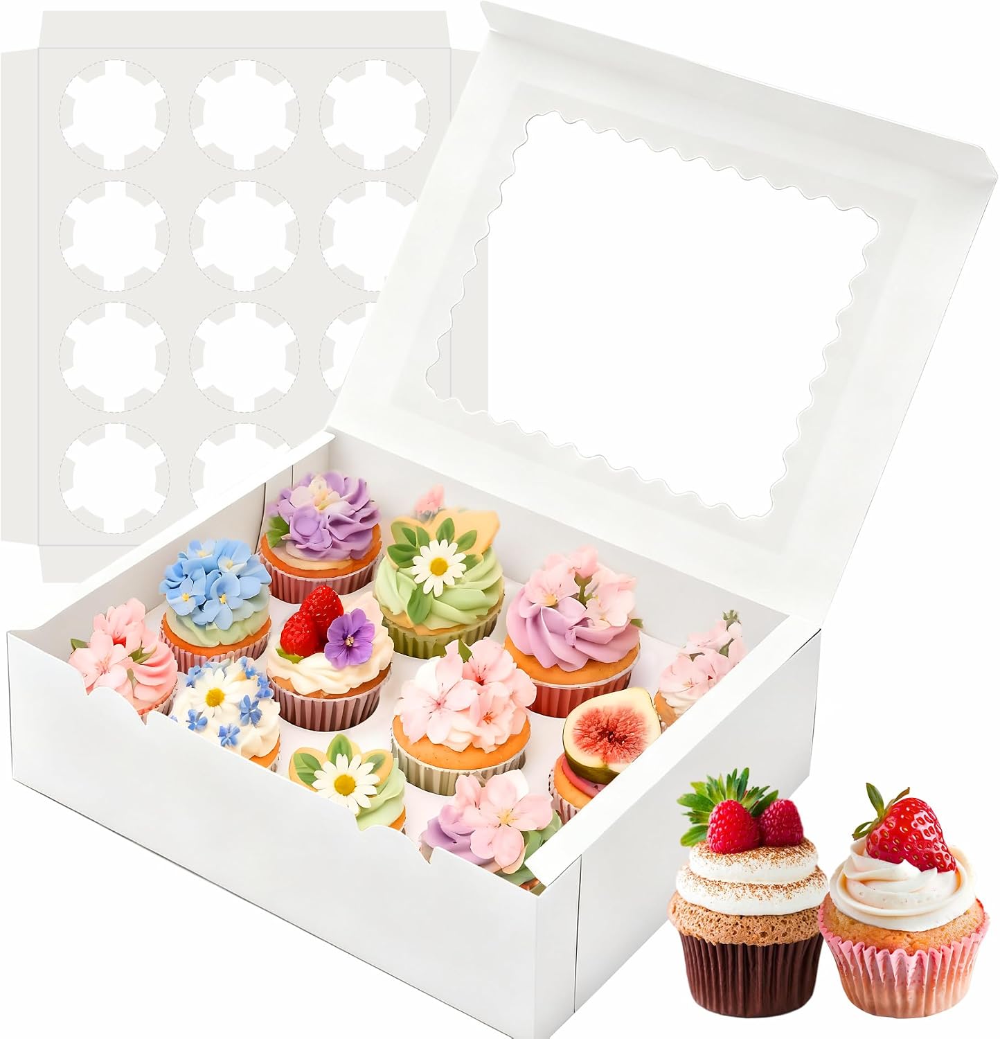 Amazon.com: BXIHUR 4Pcs Cupcake Boxes, 12 Count Cupcake box, Viewing ...