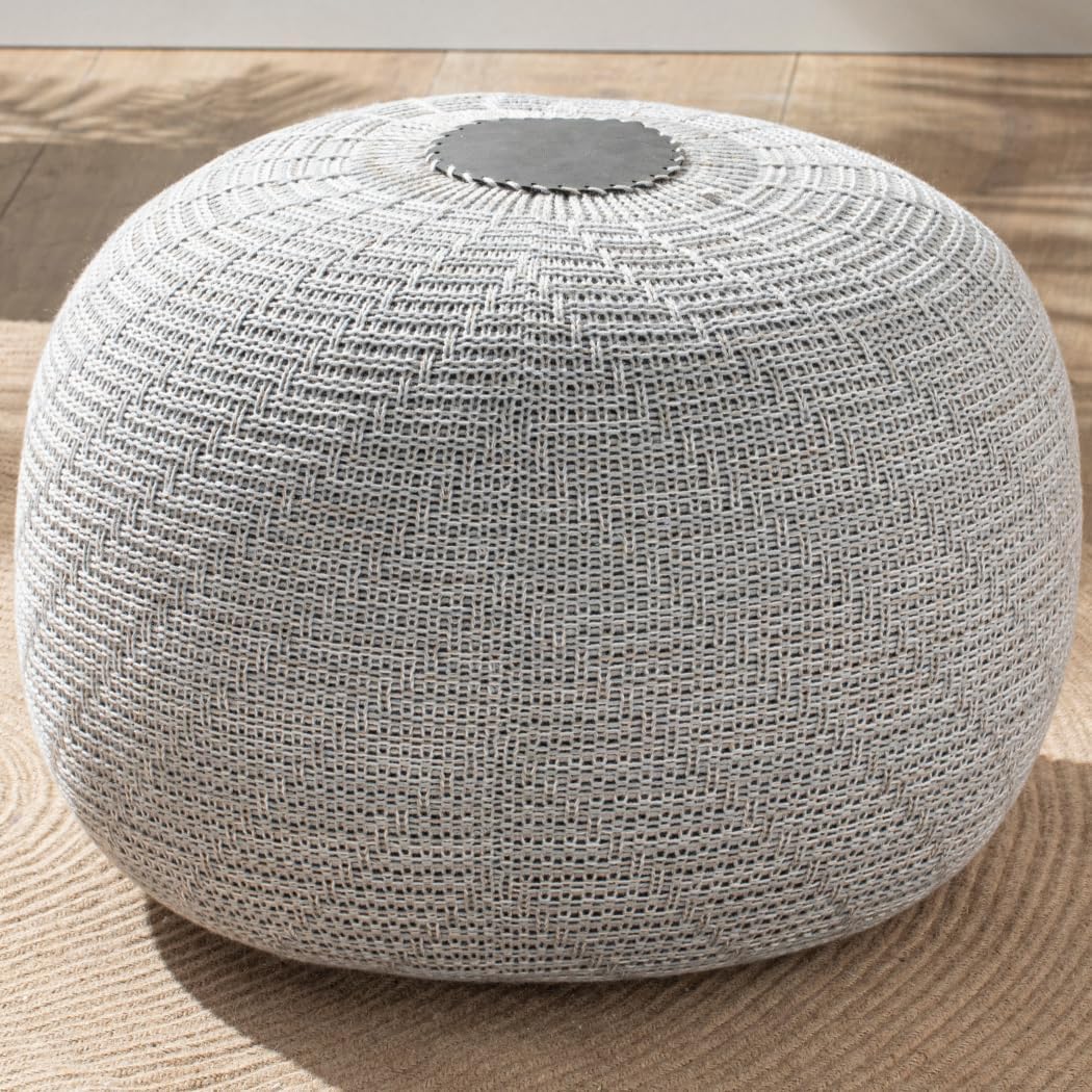 Amazon.com: Urban Lifestyle Round Knit Pouf - Hand Woven Cotton, Dark ...