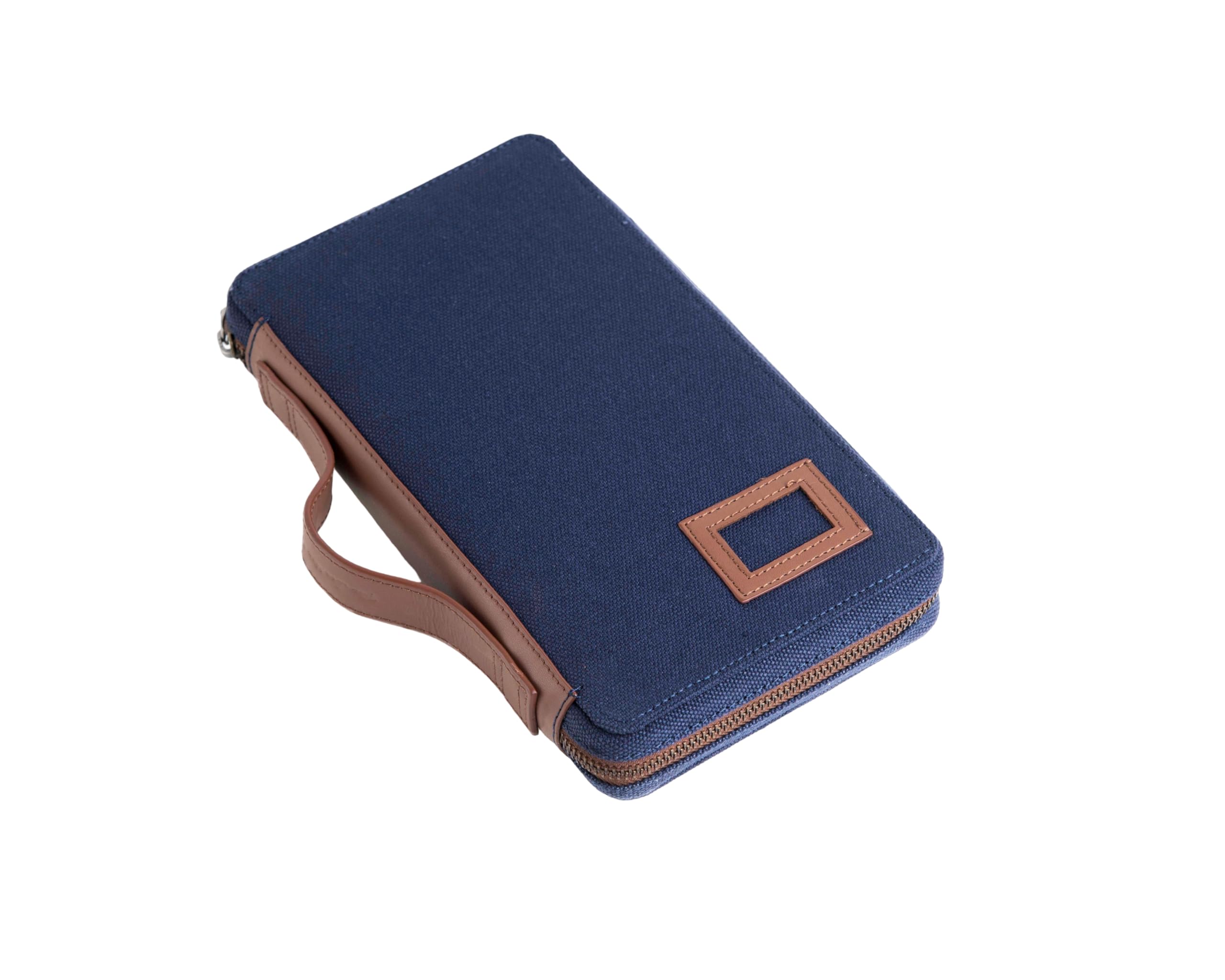 Premium Blue Canvas & Leather Bank Organizer | Document & Cheque Book ...