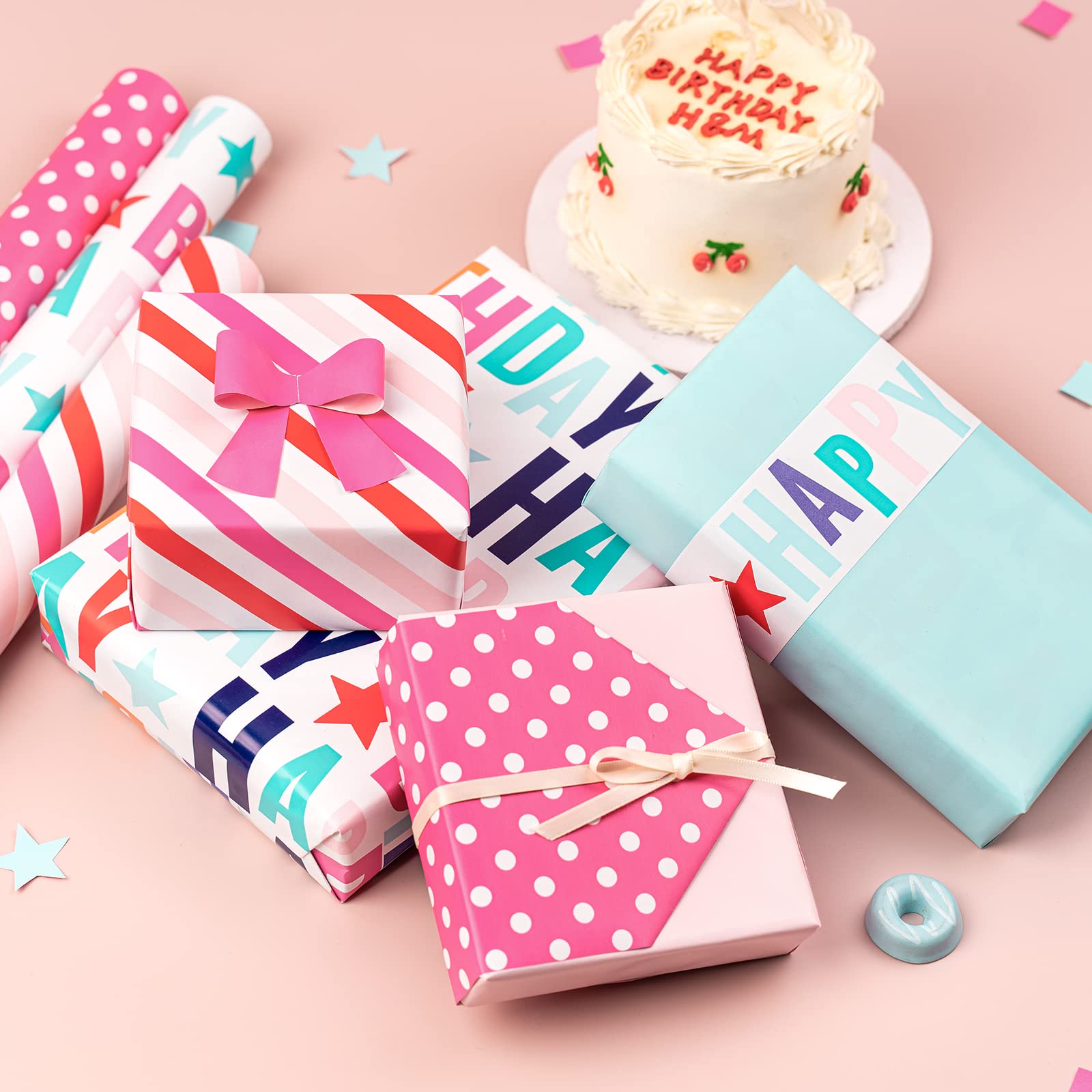 Snapklik.com : LeZakaa Reversible Birthday Wrapping Paper Roll - Mini ...