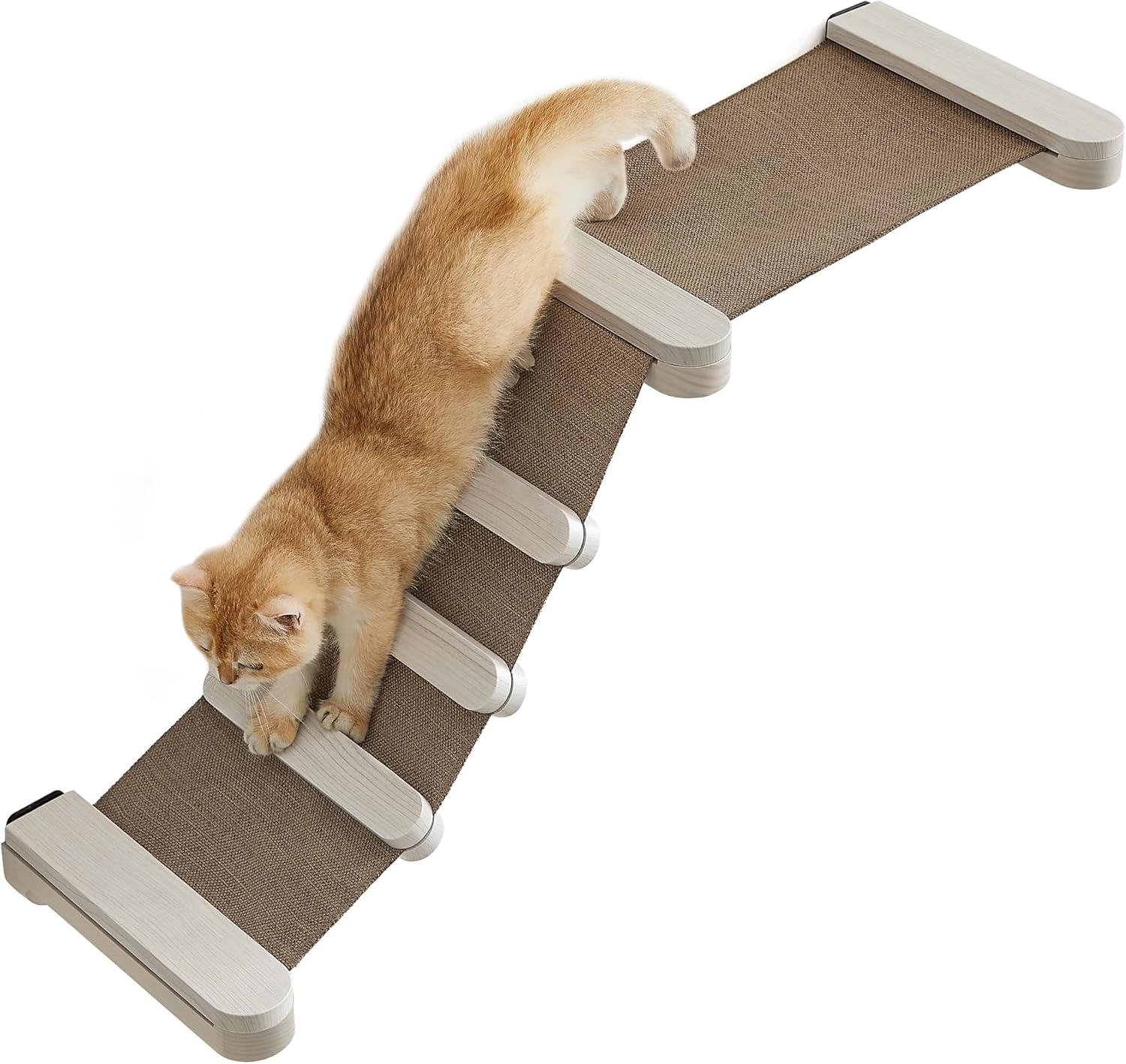 Feandrea Clickat Cat Climbing Hammock, Wall-Mounted Cat Bed with Stairs ...