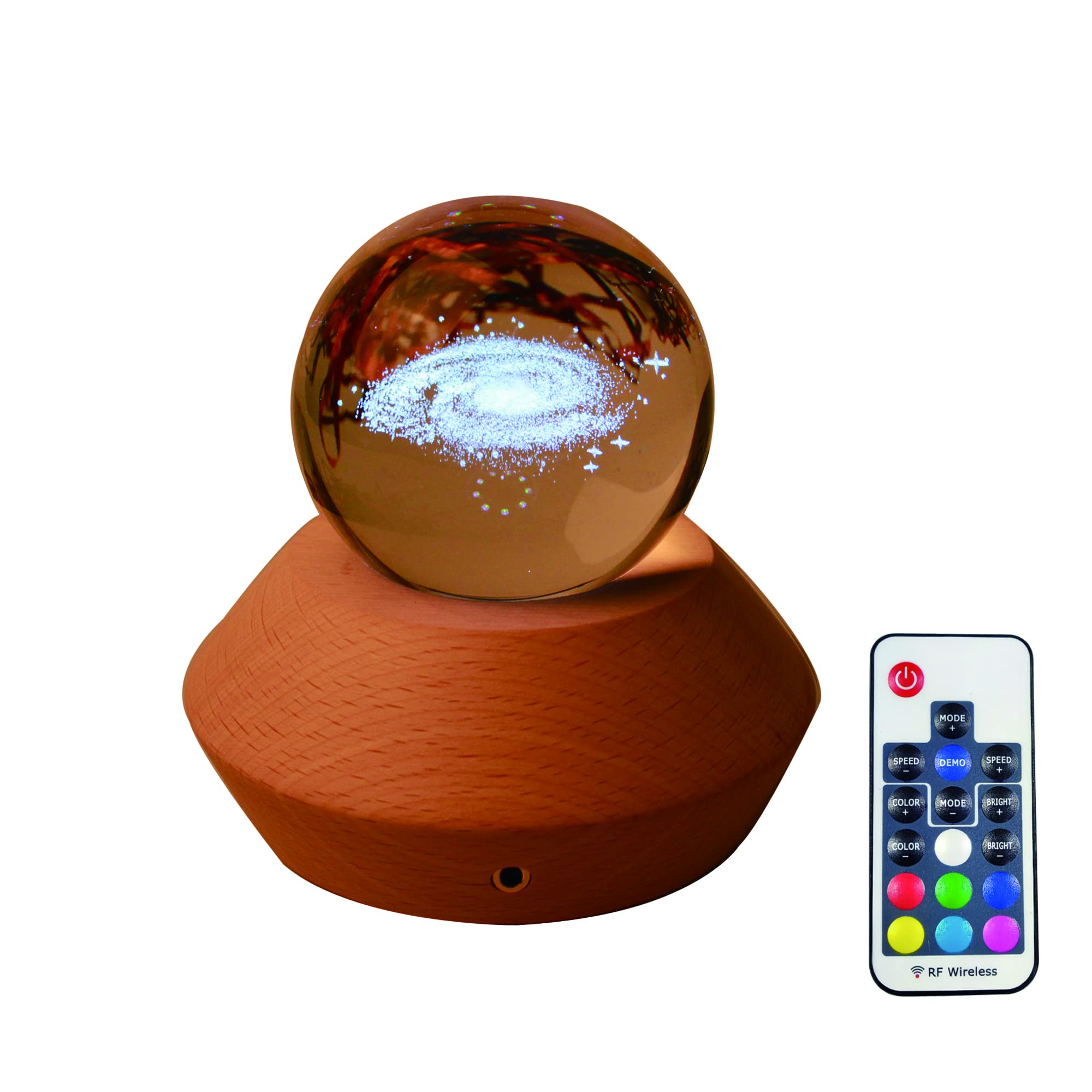 Amazon.com: Seeloon 3D Crystal Ball Music Box RGB LED Luminous Wood ...