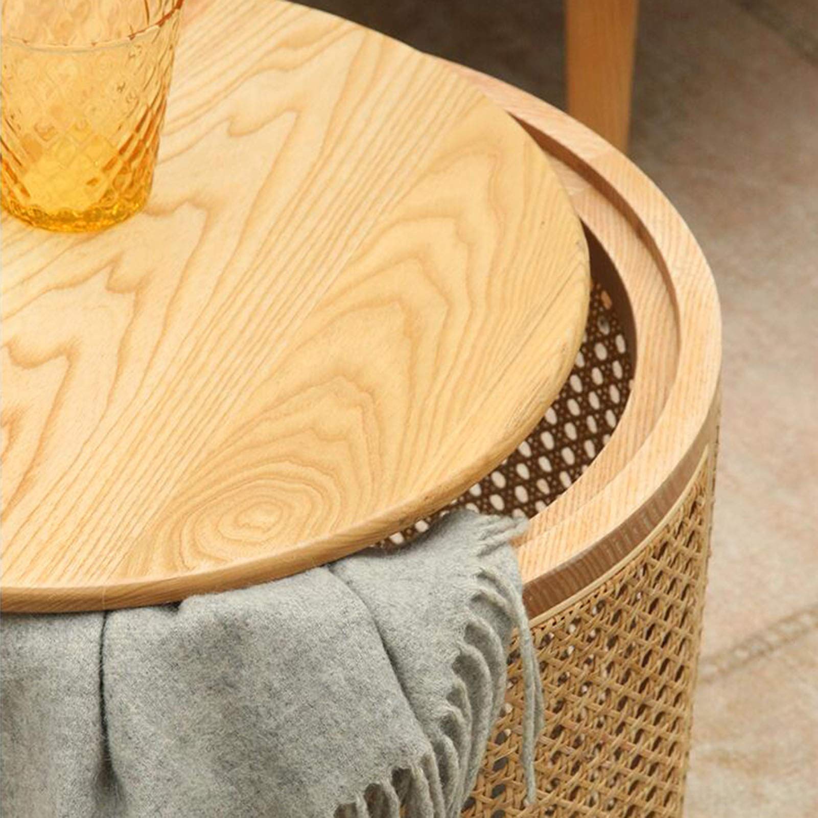 Unique Round Rattan Japanese Style Dining Table