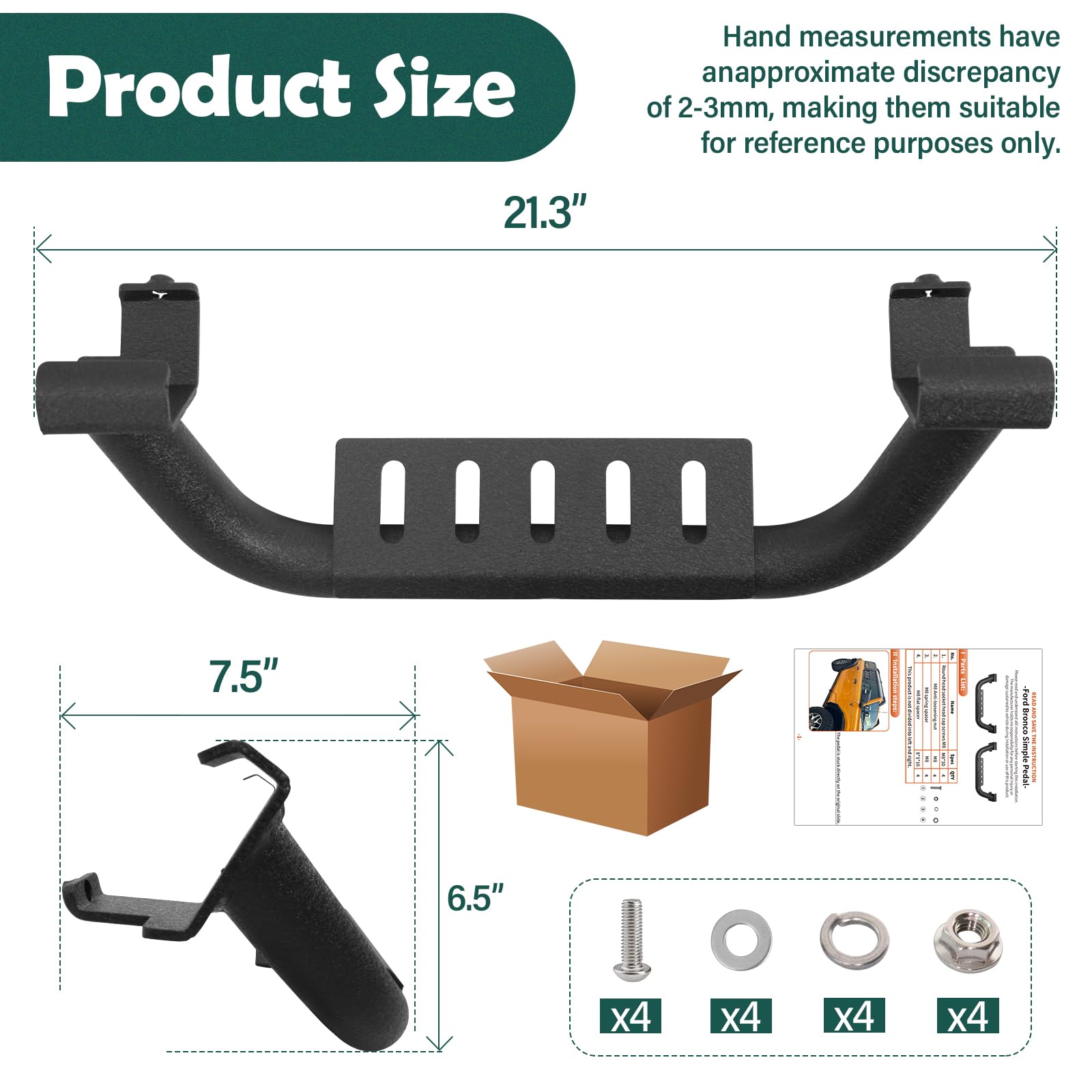 Snapklik.com : YZONA Bronco Running Boards Drop Side Steps Compatible