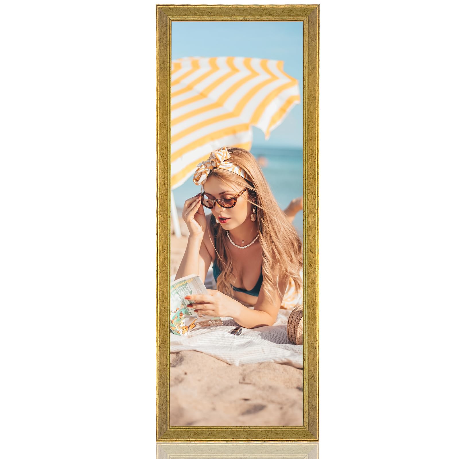 Amazon.com - MOUDAMION Wood 13x39 Frame Gold, Ornate Natural 39x13in ...