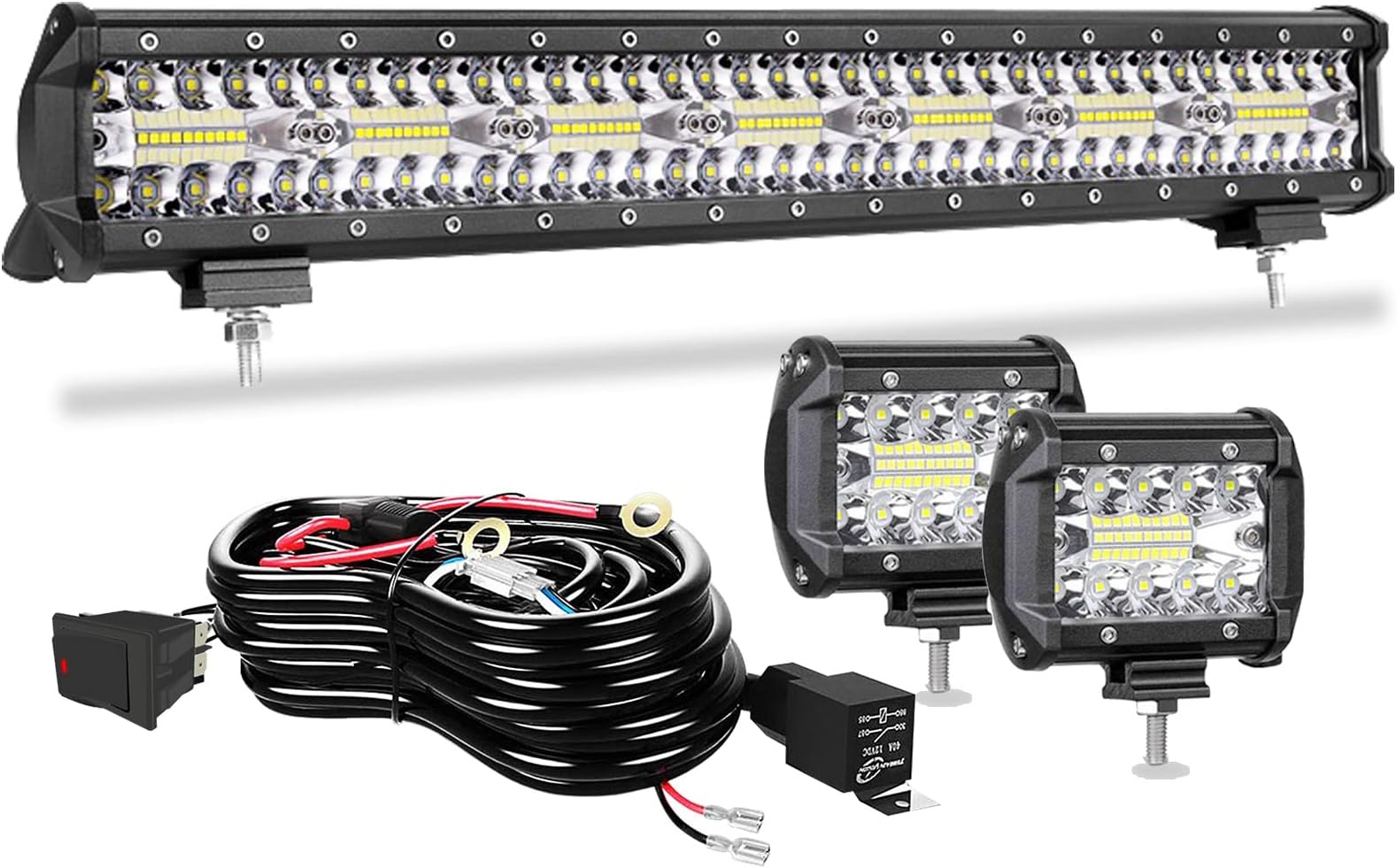 Amazon.com: LED Light Bar TERRAIN VISION 20 Inch 420W Triple Row Flood ...