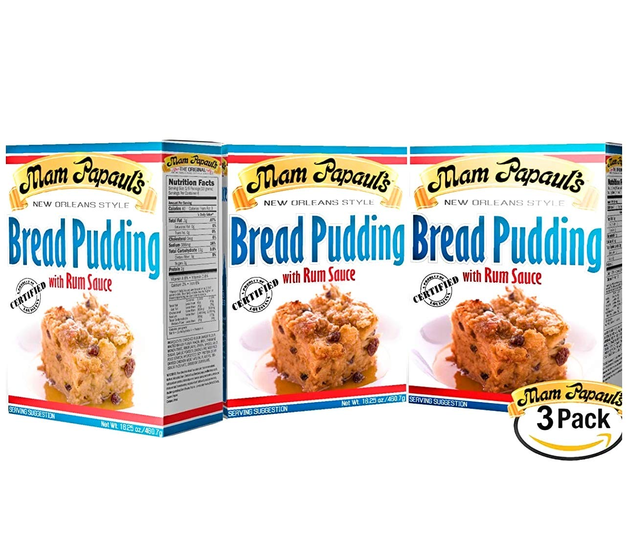 Amazon.com : Mam Papaul's Bread Pudding w/ Rum Sauce Mix 3pk : Grocery ...
