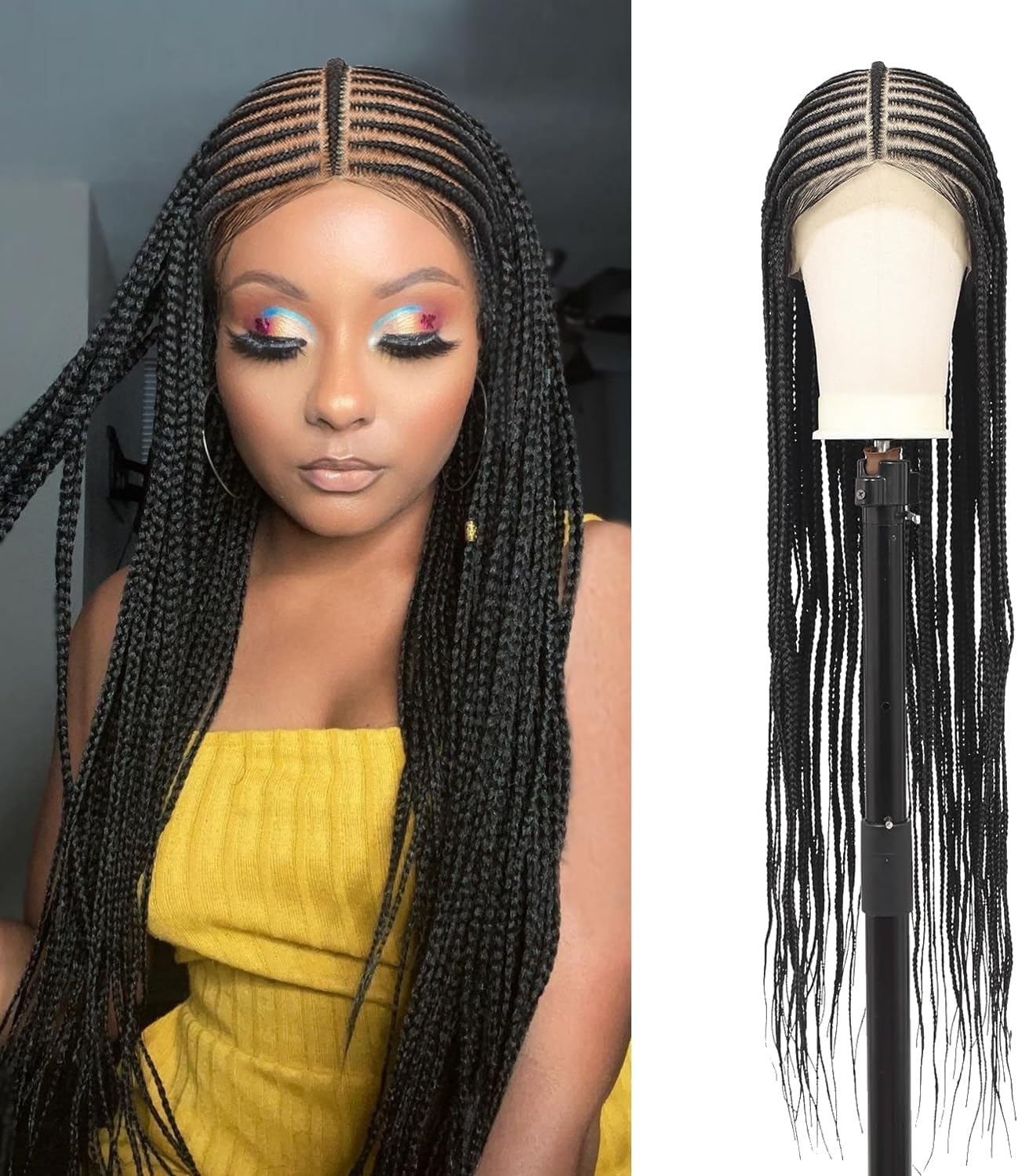 Amazon.com : Zurffiy 13X8 Inch HD Lace Front Braided Wigs for Women ...