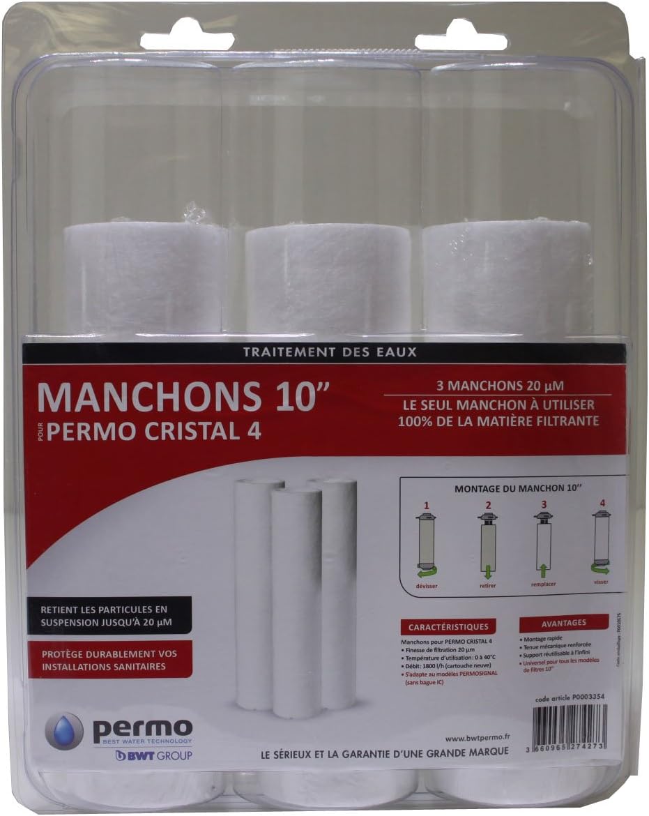 Pack de 3 manchons filtrants BWT - Filtration 20 microns - Compatible ...