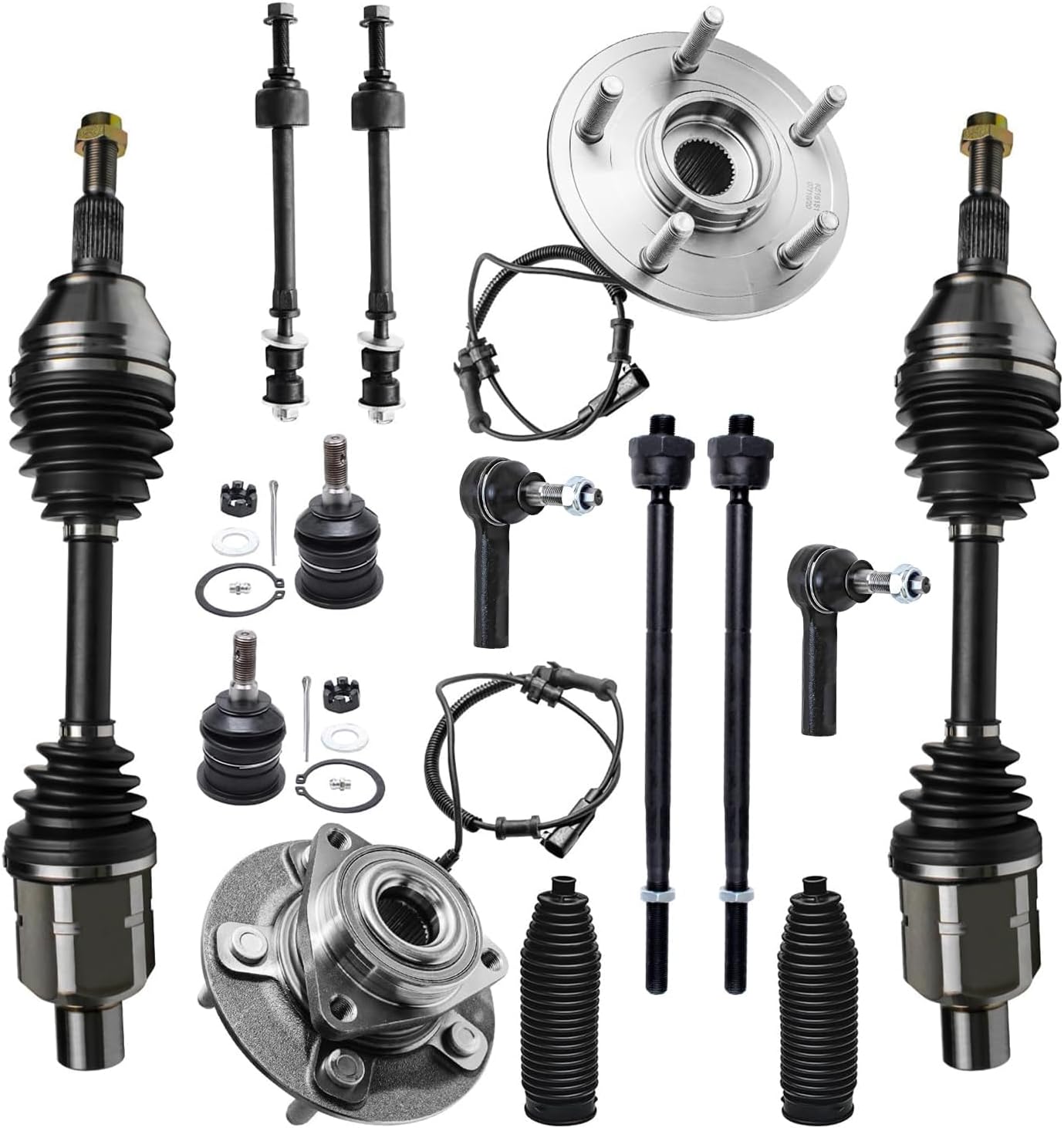 Amazon.com: Detroit Axle - 4WD 14pc Front CV Axles Kit for 2013-2018 ...